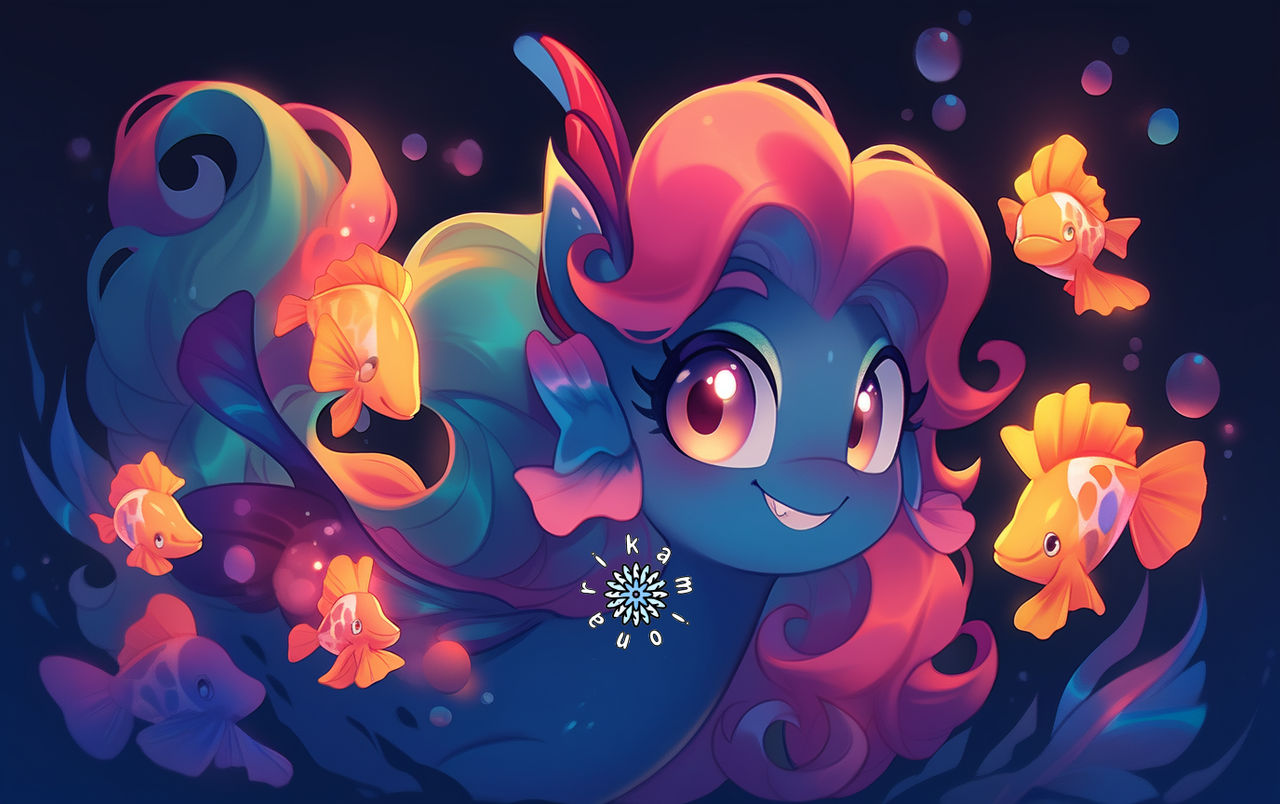 #3125377 - safe, artist:kamionari, oc, oc only, fish, merpony, sea pony ...