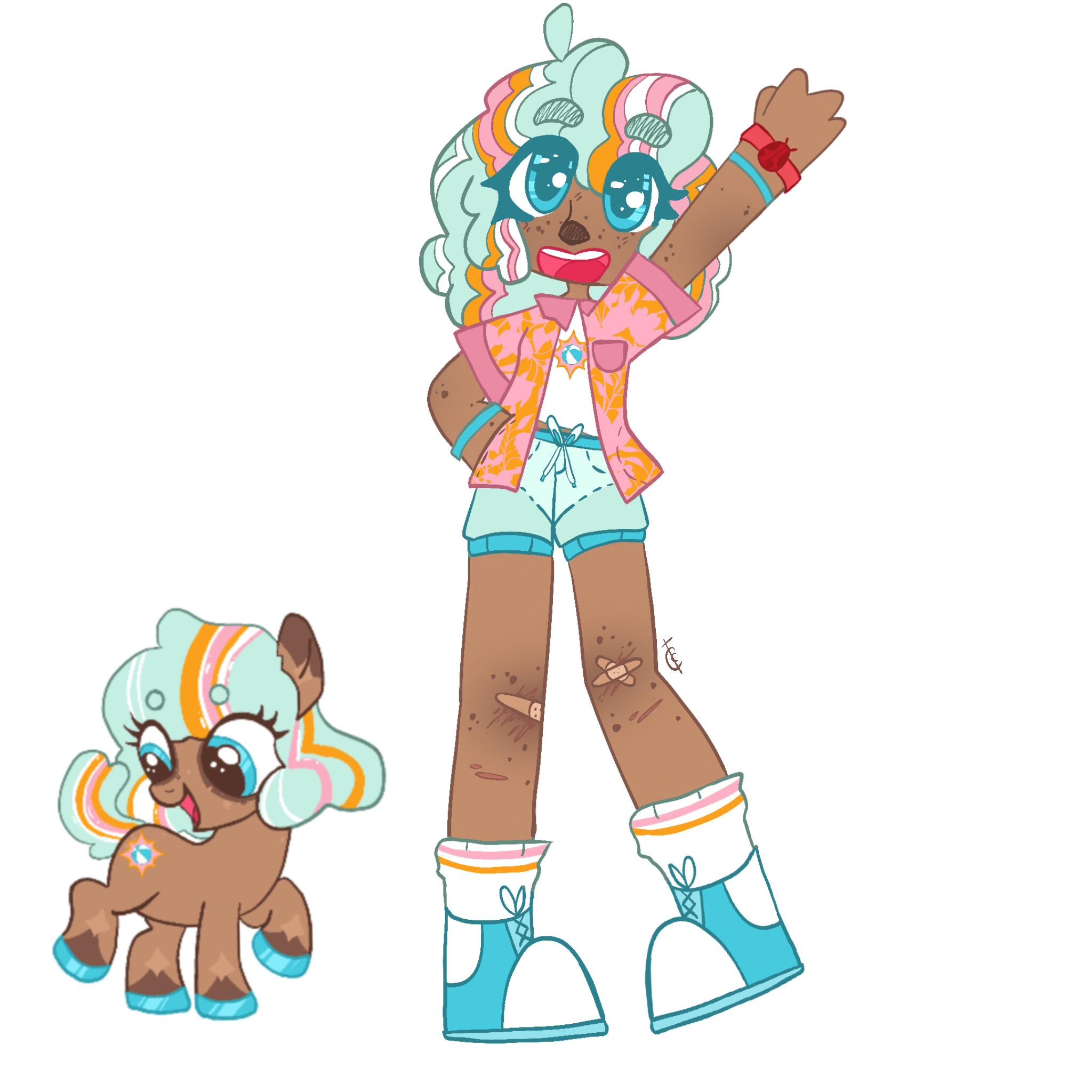 #3125541 - safe, artist:cattoothcathy, earth pony, human, pony, anthro ...
