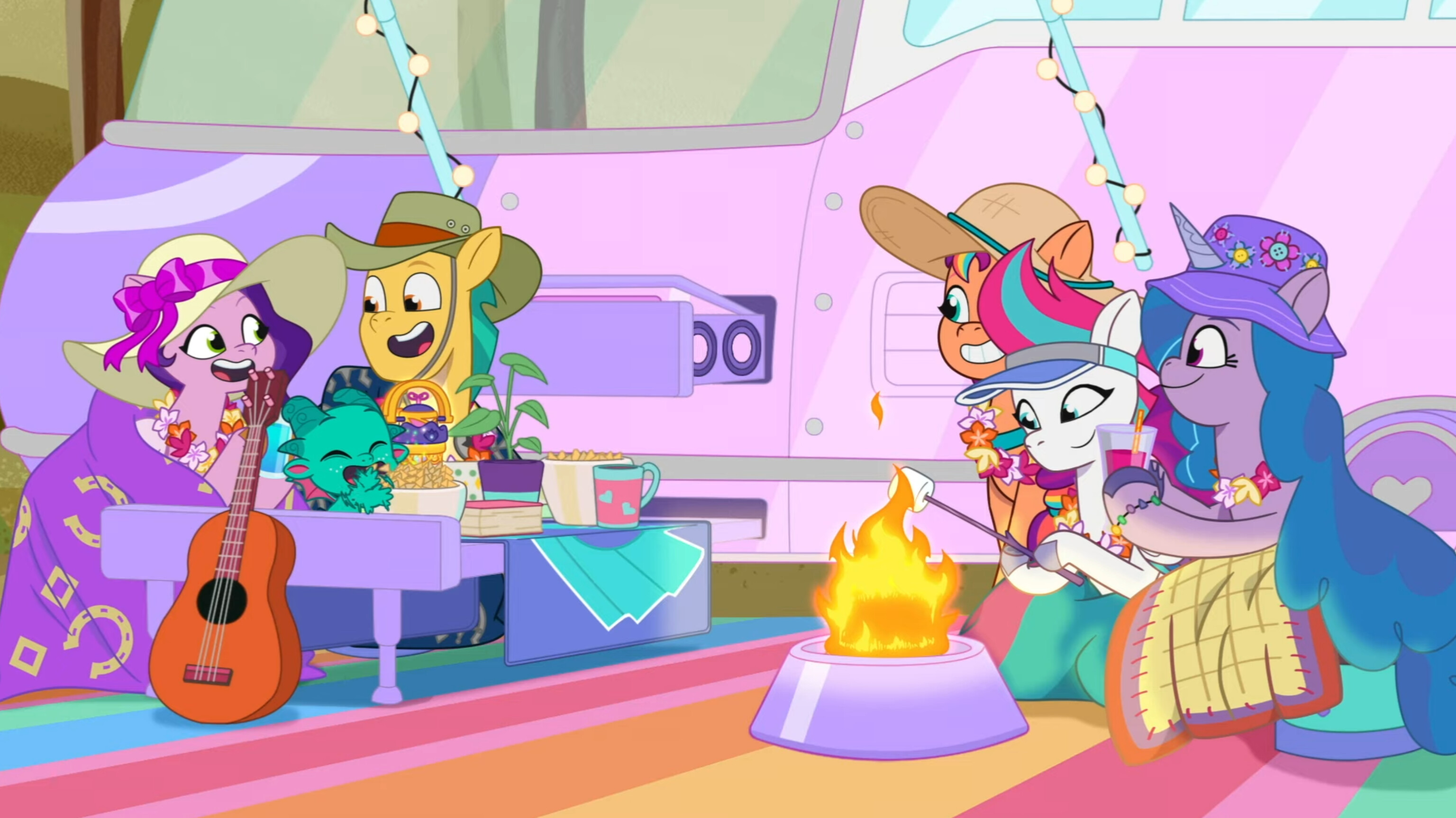 #3129522 - safe, screencap, hitch trailblazer, izzy moonbow, pipp petals, sparky sparkeroni ...