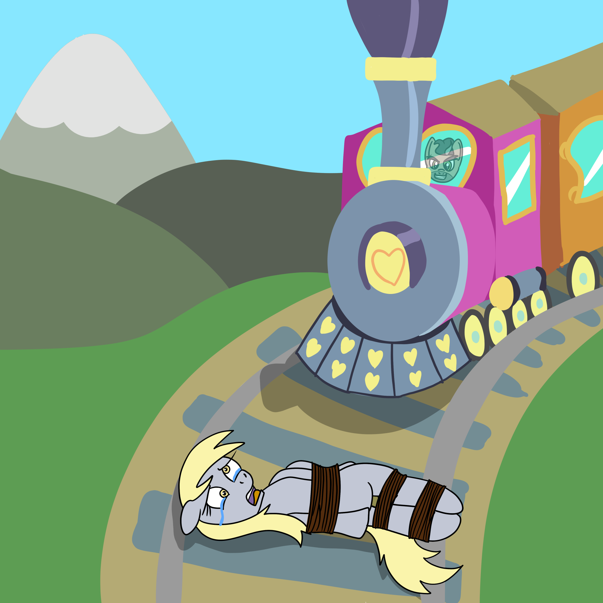 #3130046 - safe, artist:platinumdrop, derpy hooves, doctor caballeron ...