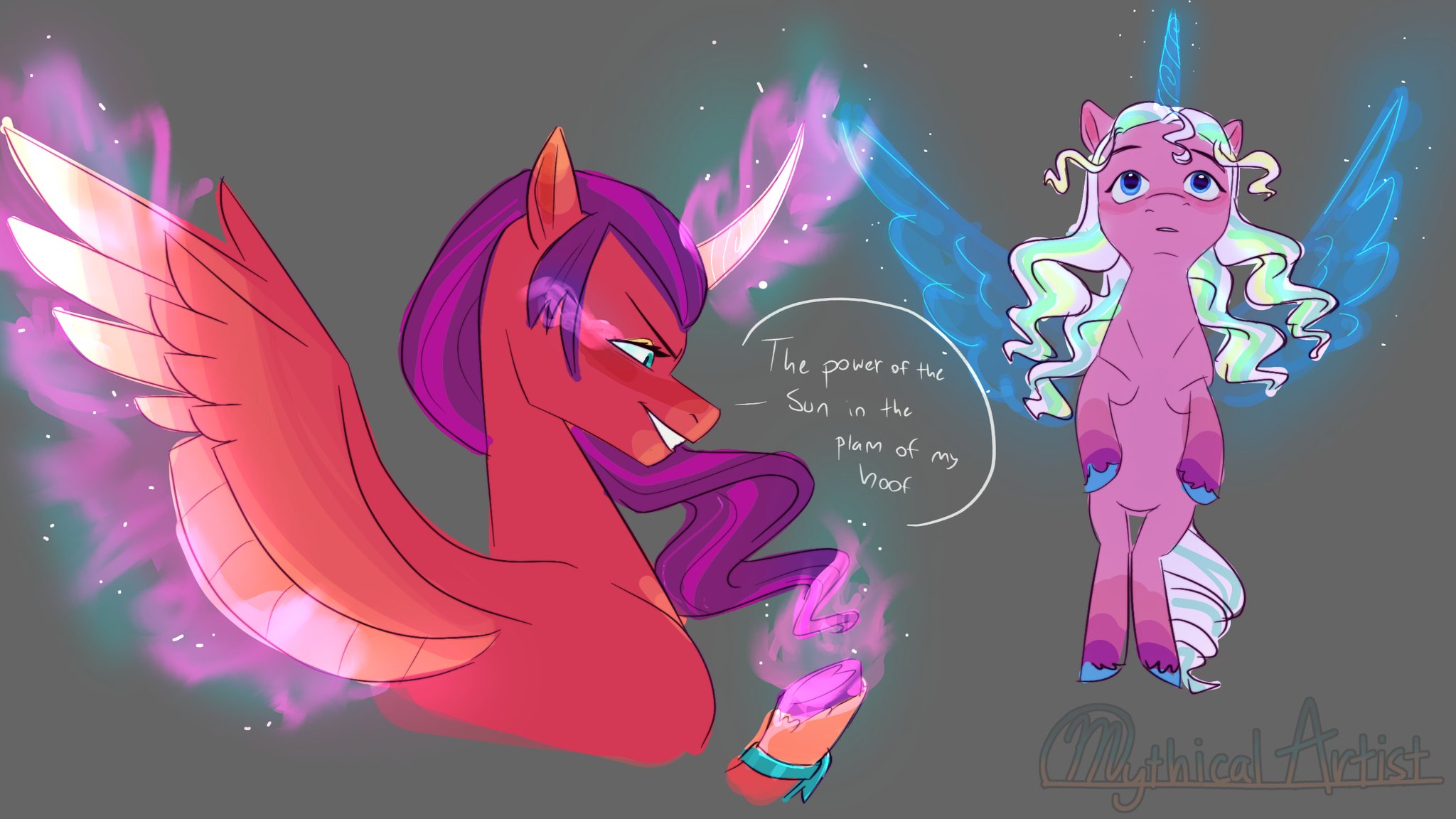 #3130776 - safe, artist:mythical artist, opaline arcana, sunny starscout, alicorn, pony, g5 ...