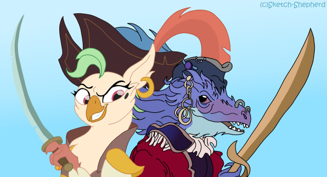 #3134107 - safe, artist:sketch-shepherd, captain celaeno, g4, crossover ...