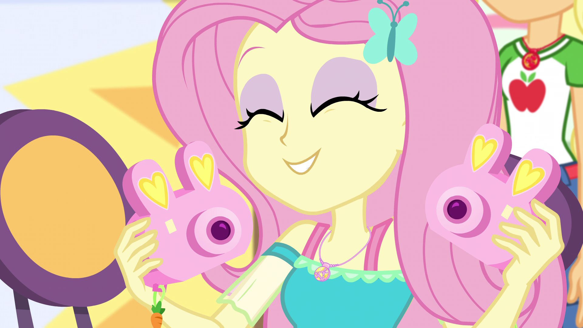 #3134685 - safe, screencap, applejack, fluttershy, human, dashing ...