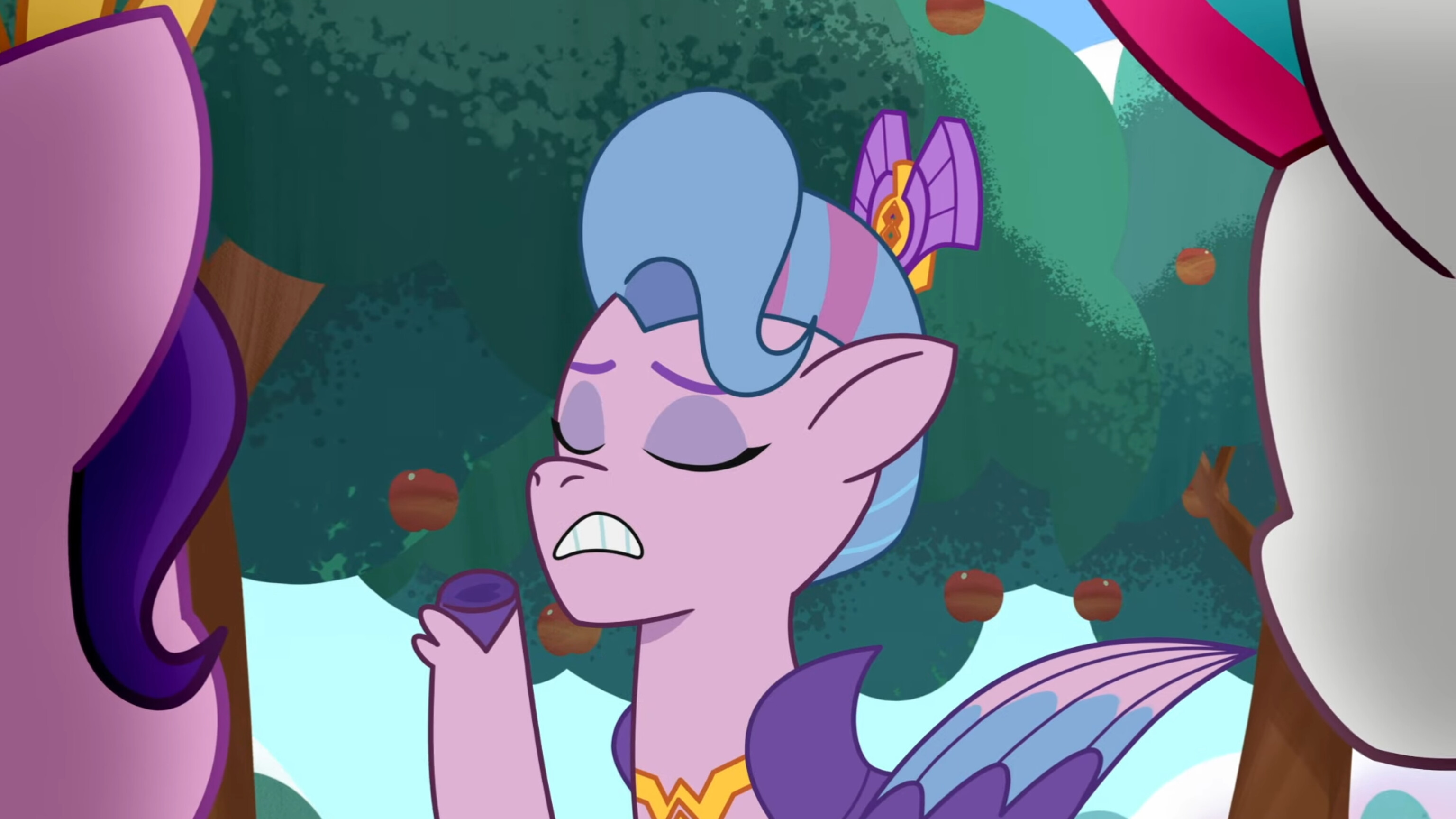 #3120634 - safe, screencap, pipp petals, queen haven, zipp storm, pegasus, pony, g5, mare family ...