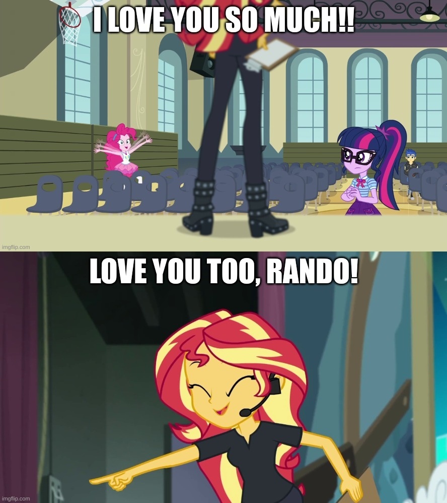 #3143257 - safe, edit, edited screencap, screencap, flash sentry, pinkie pie, sci-twi, sunset ...