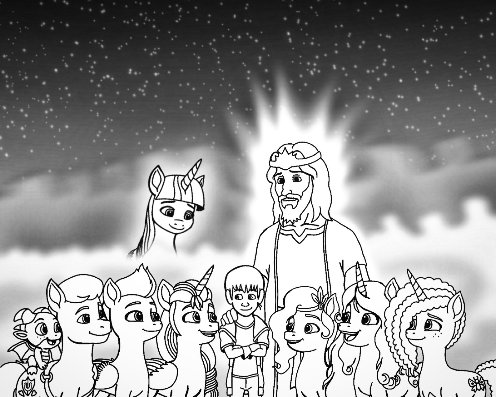 #3152059 - safe, artist:j-mantheangel, hitch trailblazer, izzy moonbow ...