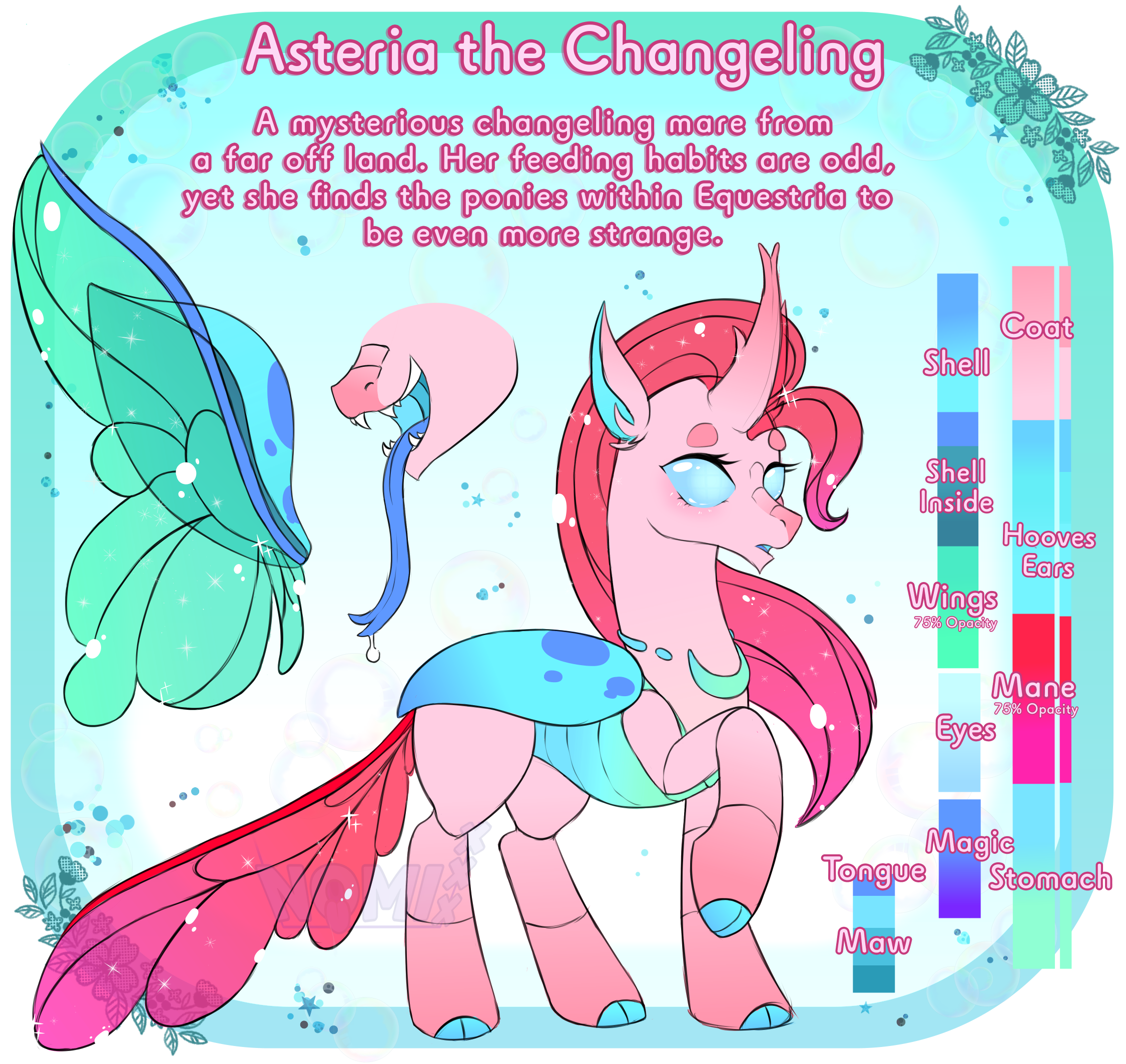 #3152887 - explicit, artist:nomipolitan, oc, oc:asteria, changeling, changeling queen, blue eyes ...