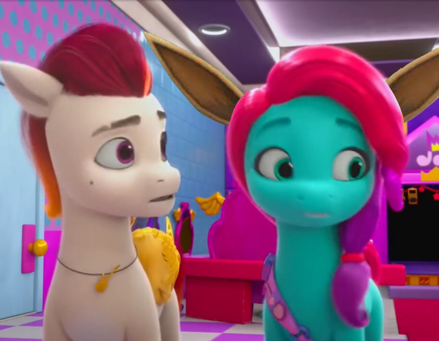 #3137683 - safe, edit, edited screencap, screencap, jazz hooves, rocky riff, earth pony, eevee ...