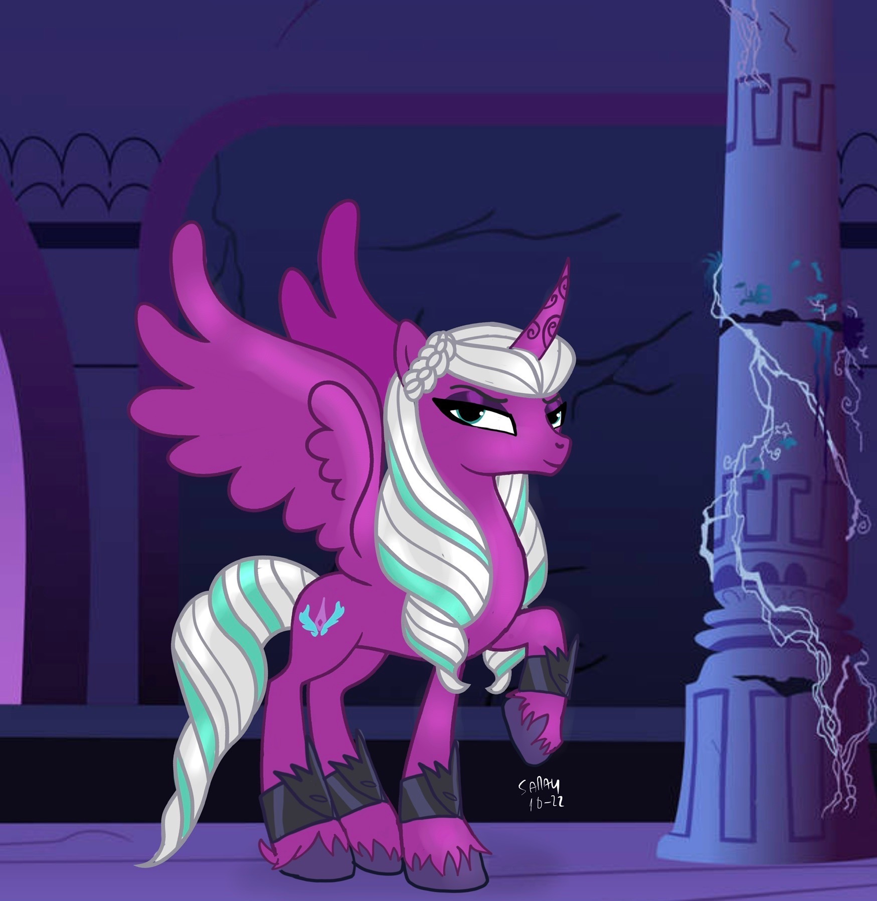 #3140330 - safe, artist:sarahthefox97, opaline arcana, alicorn, pony, g4, g5, concave belly ...