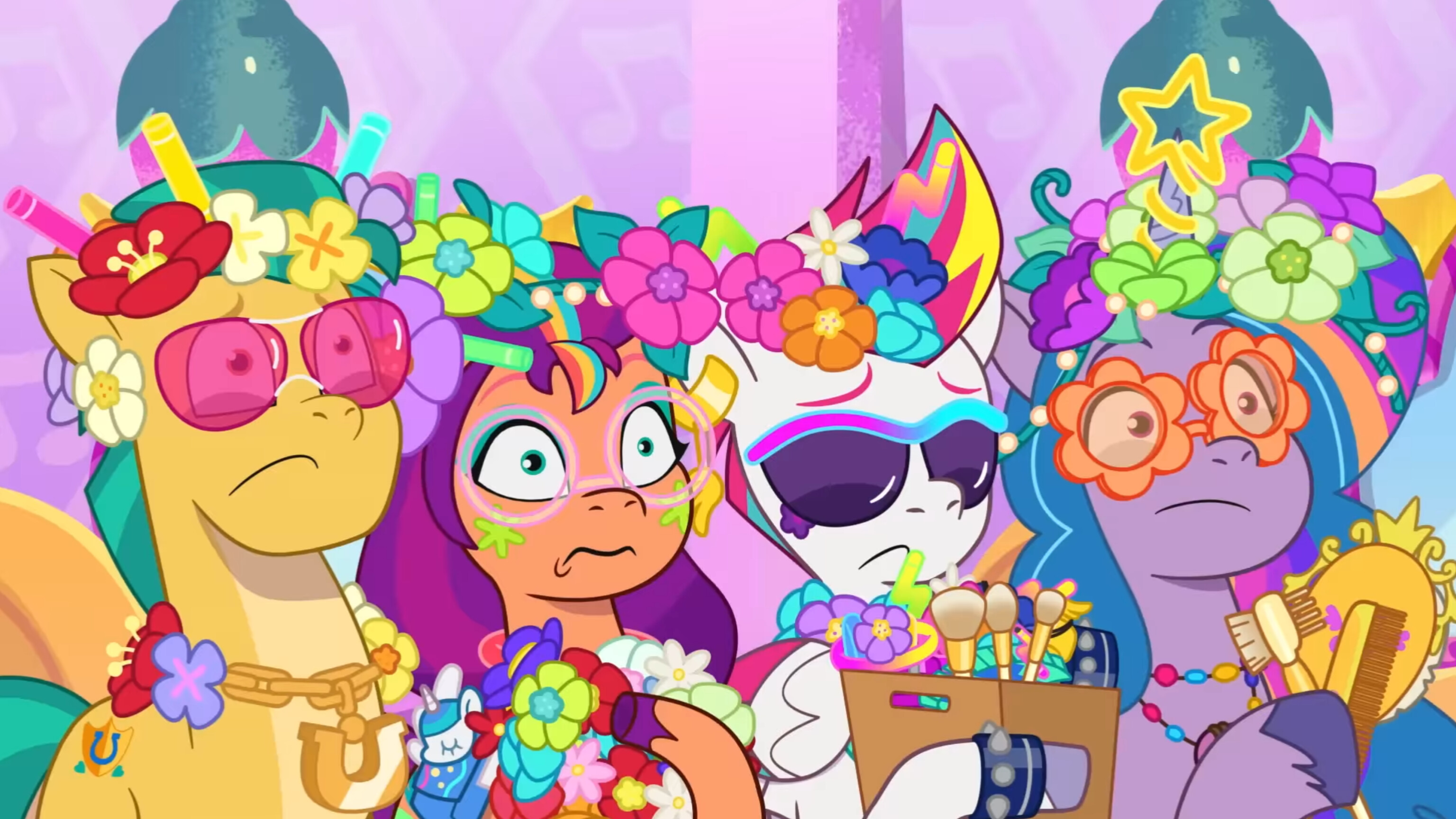 #3154957 - safe, screencap, hitch trailblazer, izzy moonbow, sunny ...