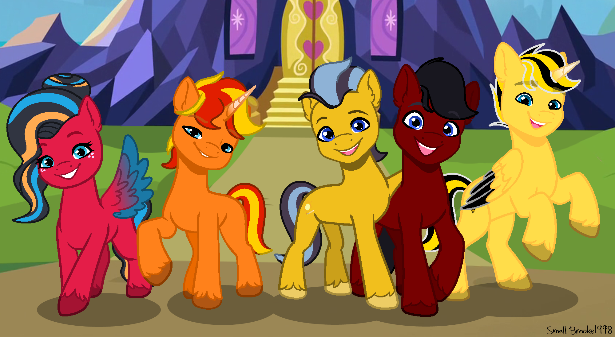 #3163473 - safe, artist:kittiebases, artist:small-brooke1998, alicorn ...