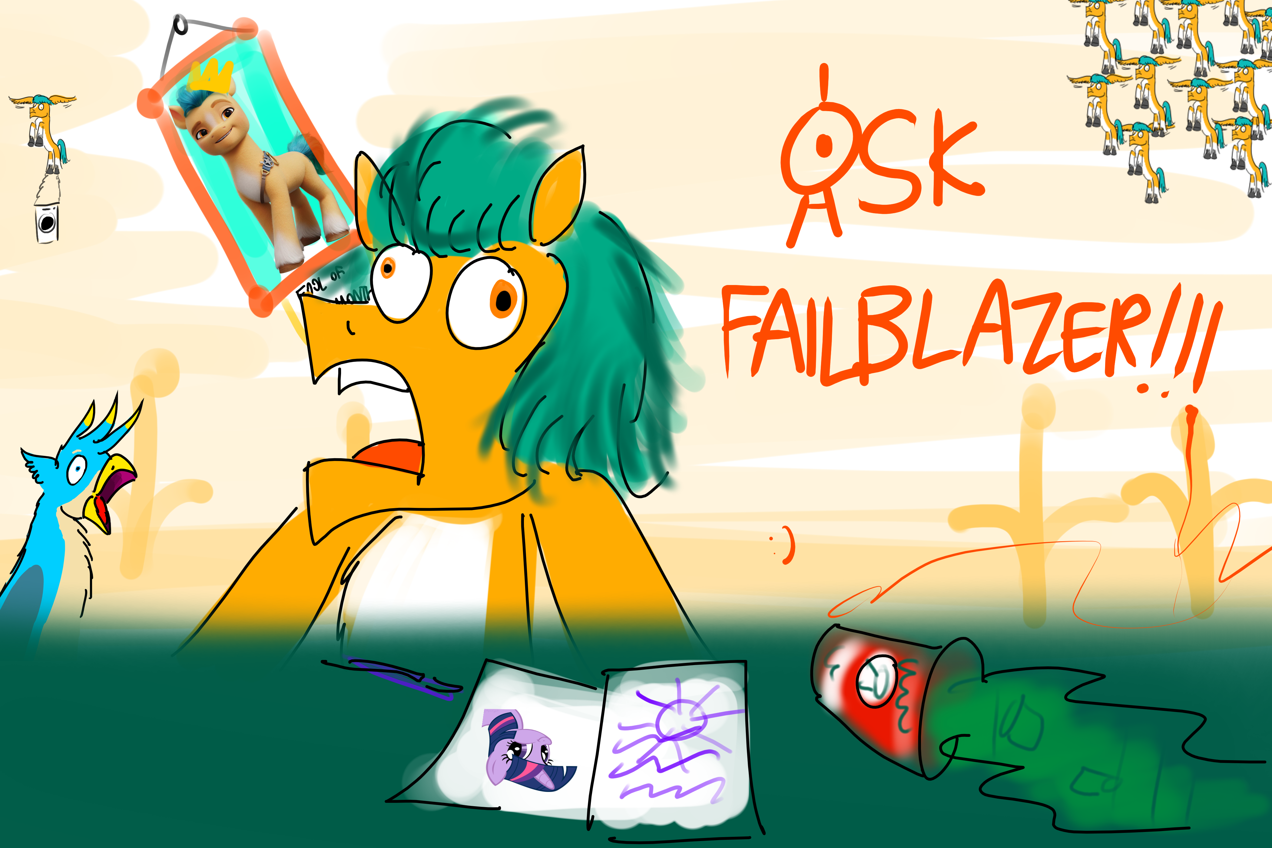 #3155645 - safe, artist:horsesplease, gallus, hitch trailblazer ...