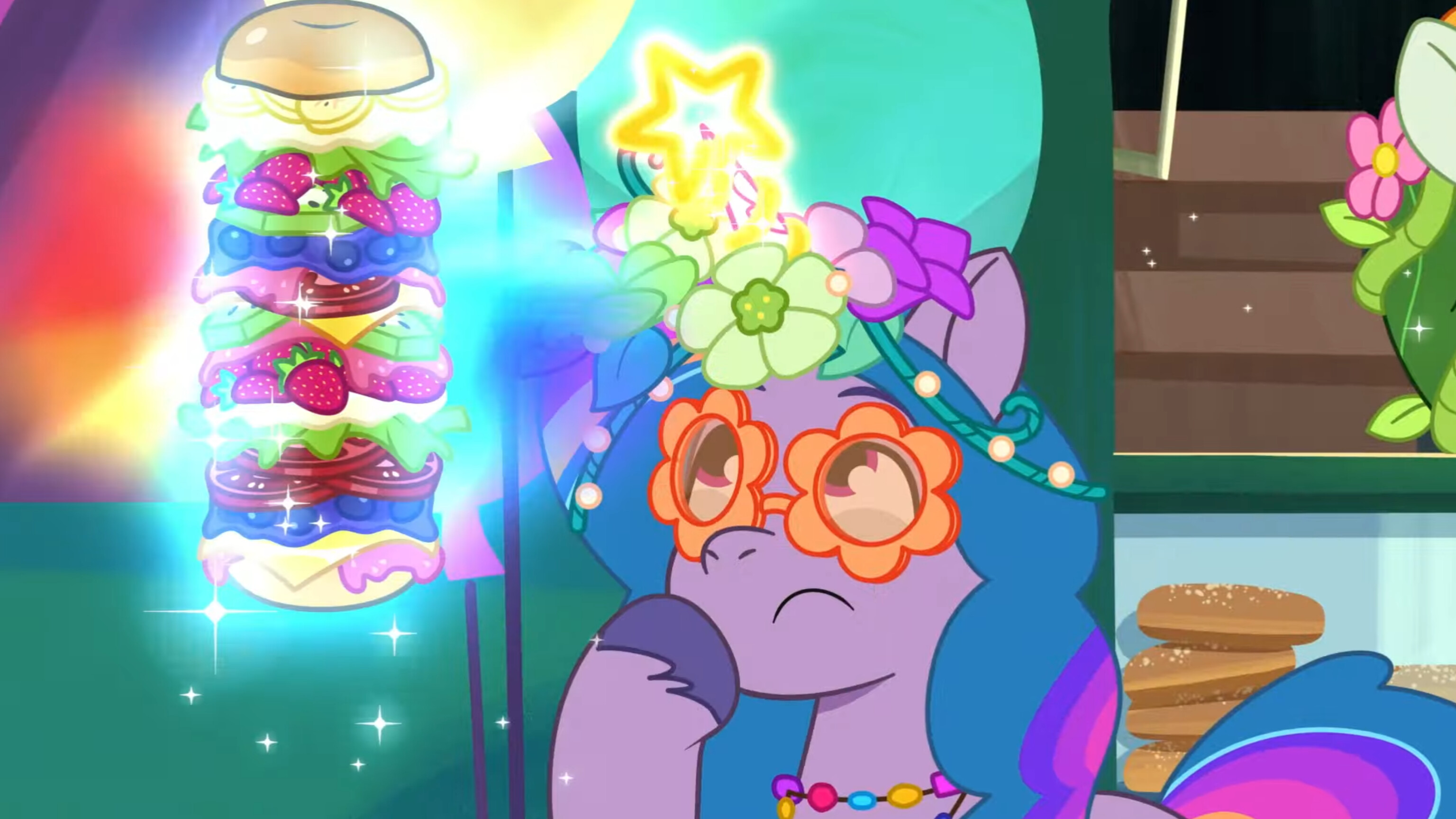 #3166369 - safe, screencap, izzy moonbow, leaf pony, pony, unicorn ...