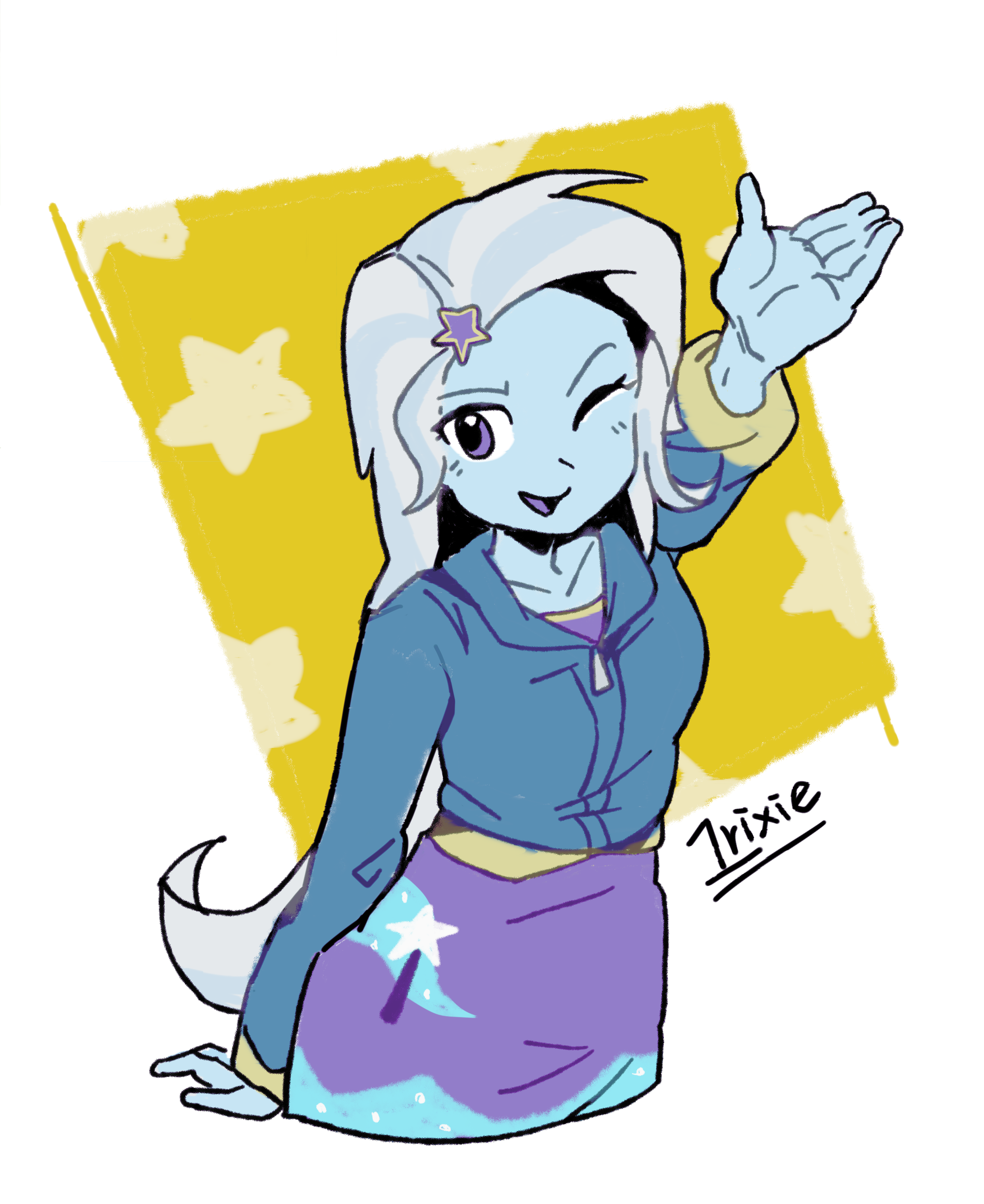 #3172843 - safe, artist:yanming98294, trixie, human, equestria girls ...