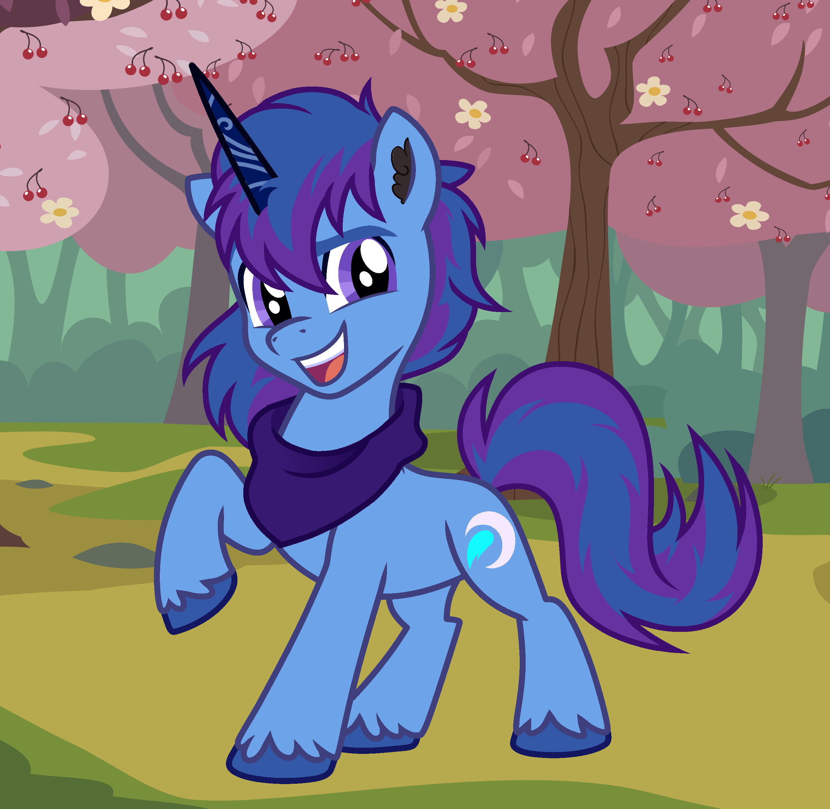 #3157033 - safe, artist:vi45, oc, oc only, oc:bak, pony, unicorn, blue ...