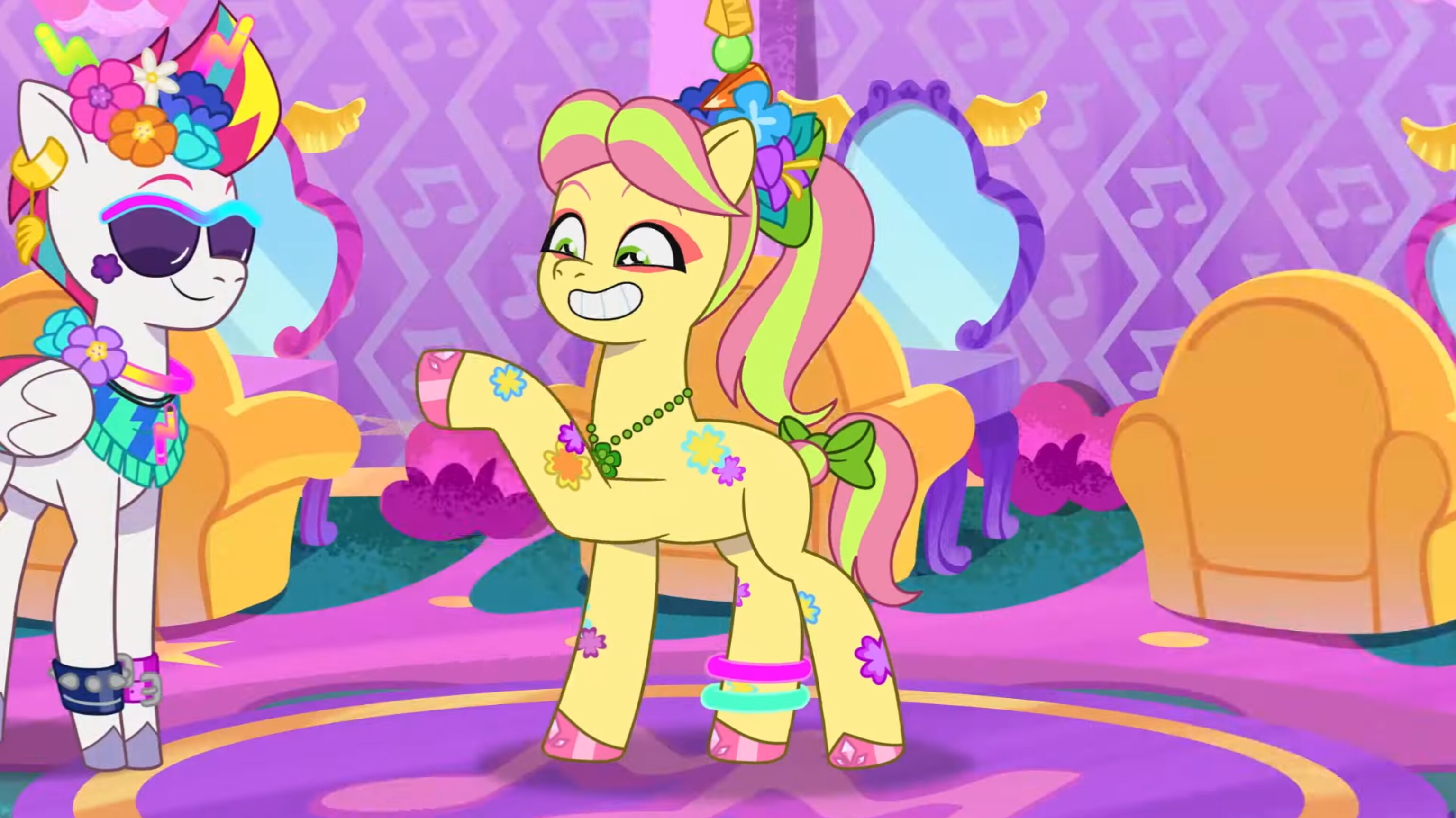 #3159340 - safe, screencap, posey bloom, zipp storm, earth pony ...