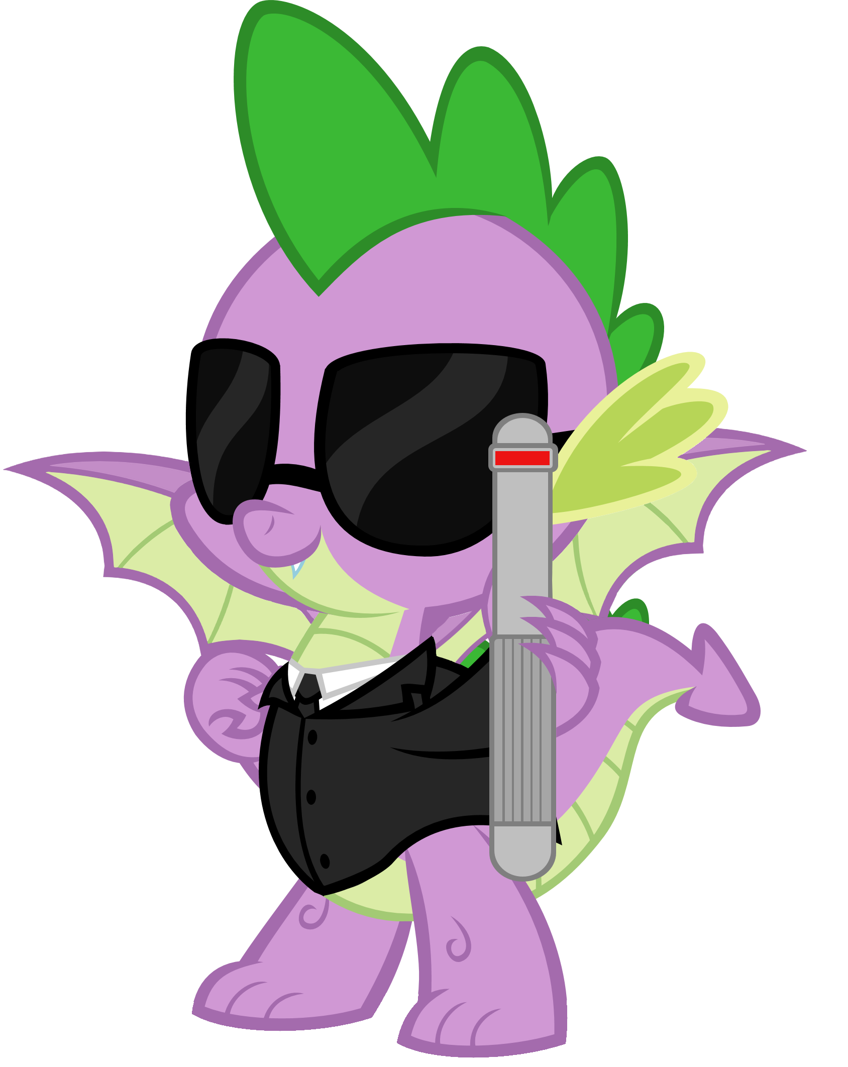 #3160293 - safe, artist:php170, spike, dragon, g4, agent sp, clothes ...