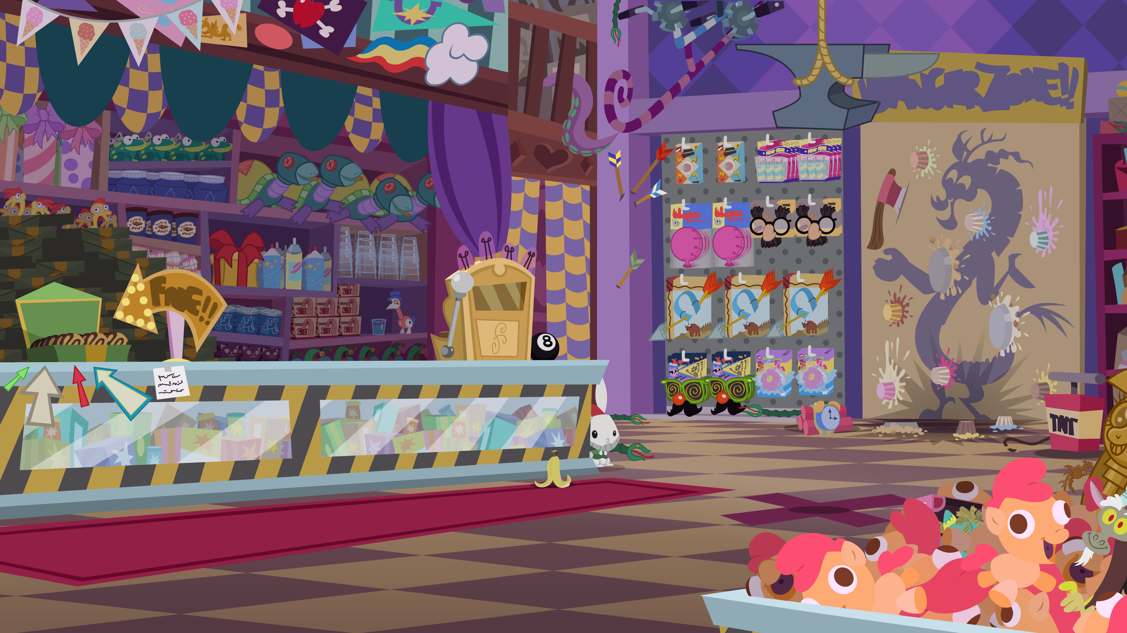 #3179803 - safe, artist:spookitty, angel bunny, discord, g4, anvil ...