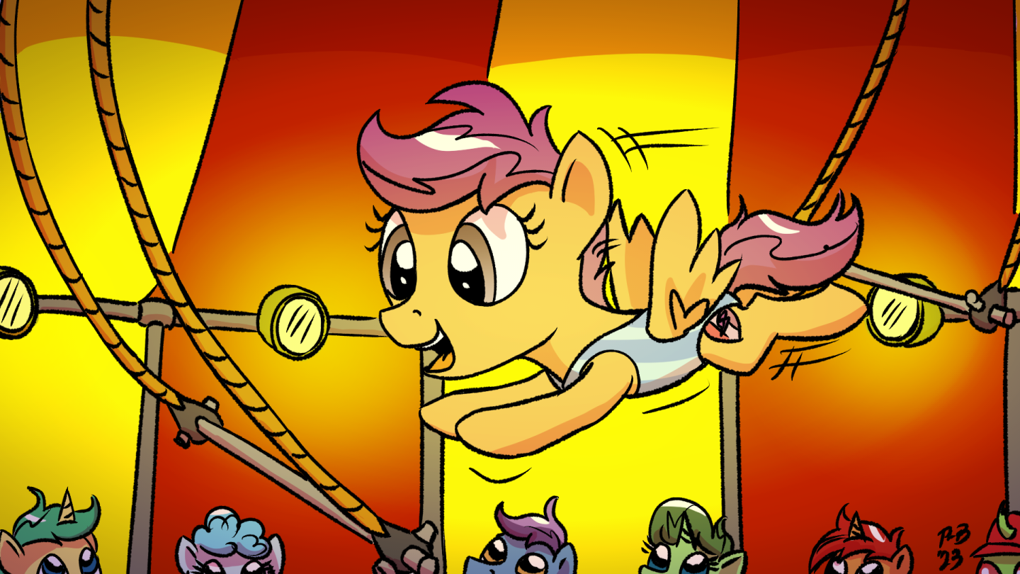 #3175135 - safe, artist:pony-berserker, scootaloo, oc, oc:berzie ...