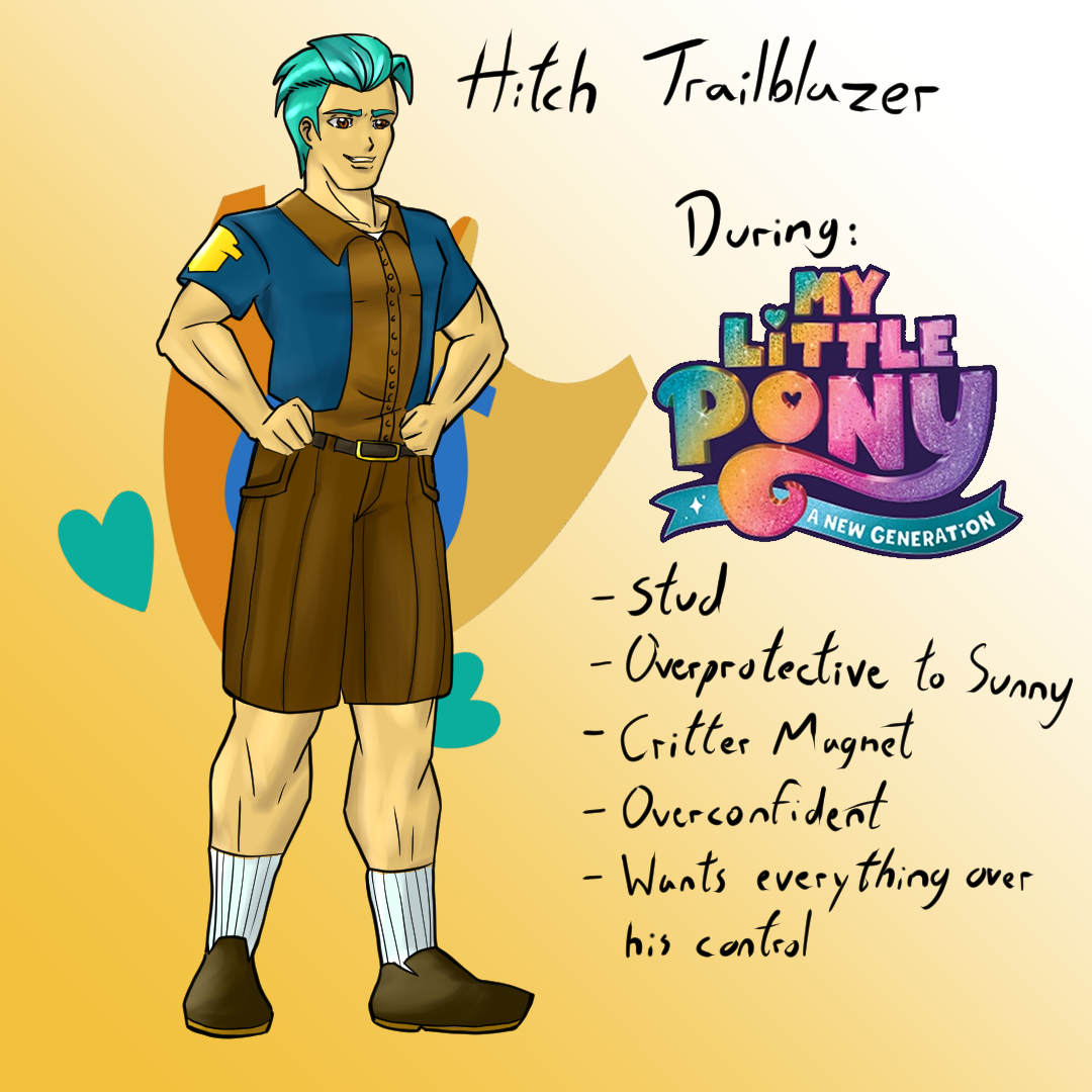 #3189674 - safe, artist:jackudoggy, hitch trailblazer, human, equestria ...