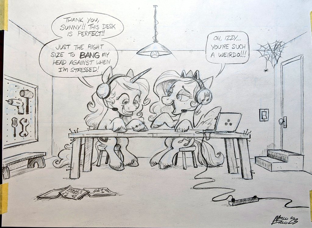 #3178835 - safe, artist:mellodillo, izzy moonbow, pipp petals, pegasus ...