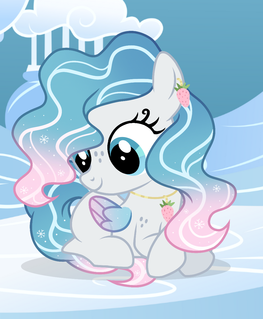 #3199242 - safe, artist:cstrawberrymilk, oc, oc only, oc:strawberry snowflake, pegasus, pony, g4 ...