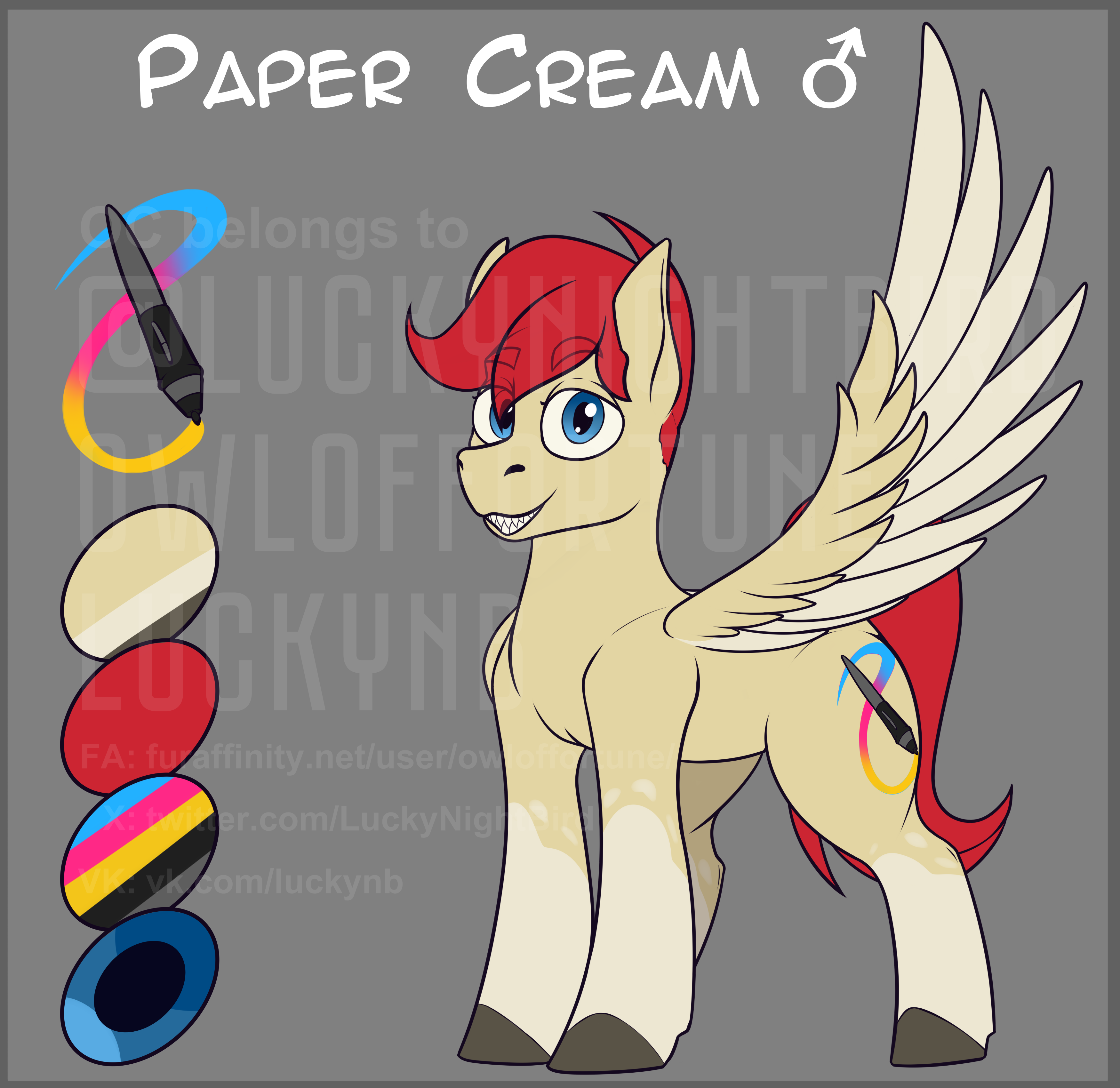 #3200833 - safe, artist:luckynb, oc, oc:paper cream, pegasus, pony, pegasus oc, reference sheet ...