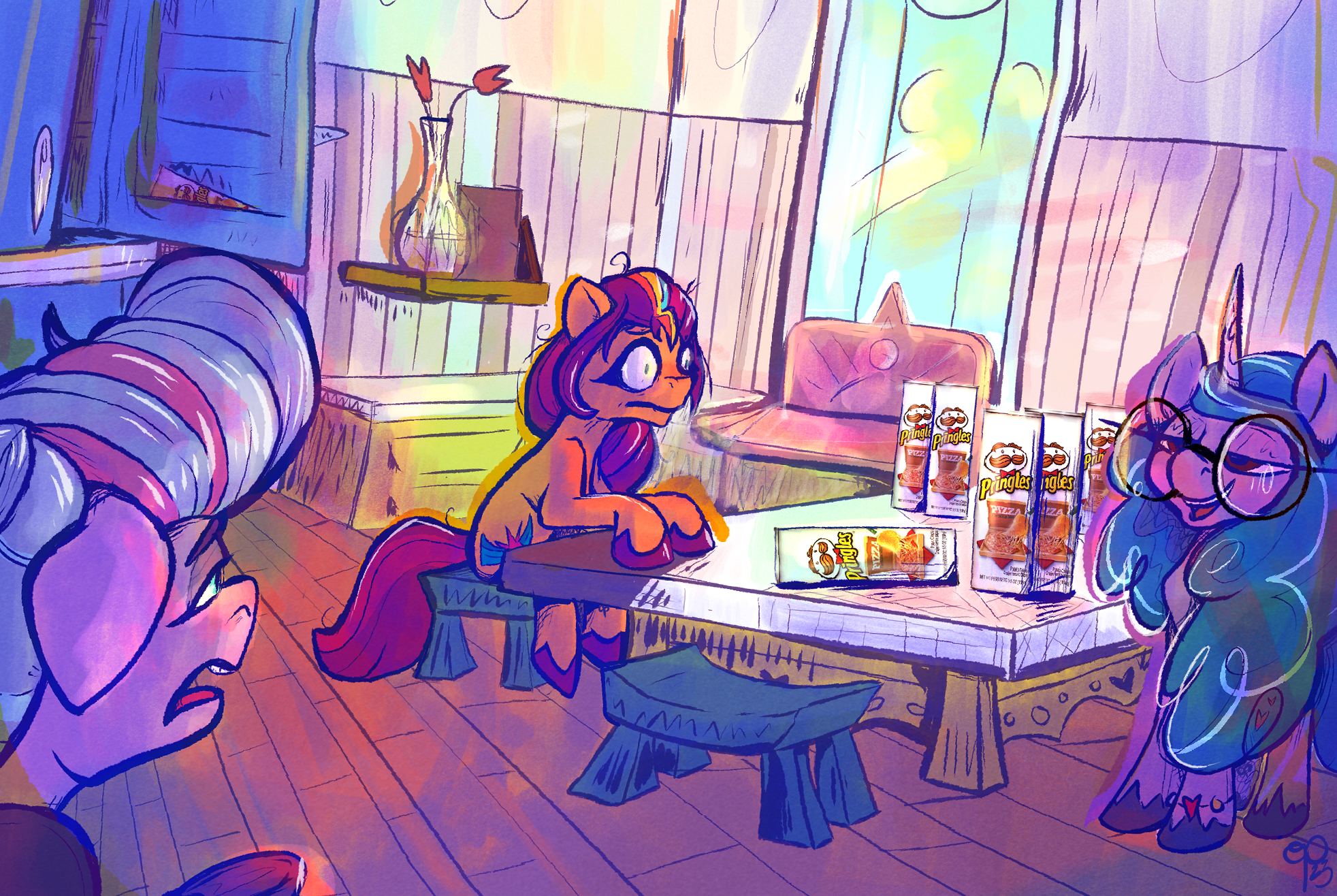 #3204322 - safe, artist:overlord pony, izzy moonbow, queen haven, sunny ...