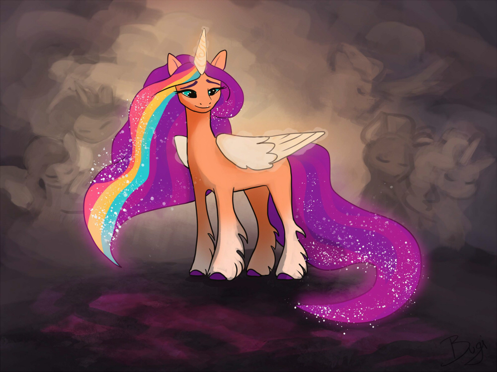 #3204504 - safe, artist:bugiling, sunny starscout, alicorn, pony, g5, ethereal mane, ethereal ...