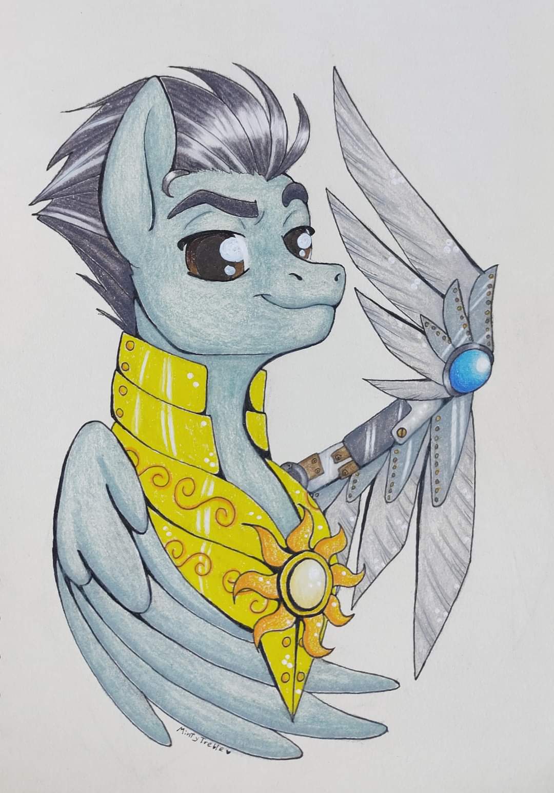 #3204666 - safe, artist:mintytreble, oc, oc:armor wing, pegasus, pony ...