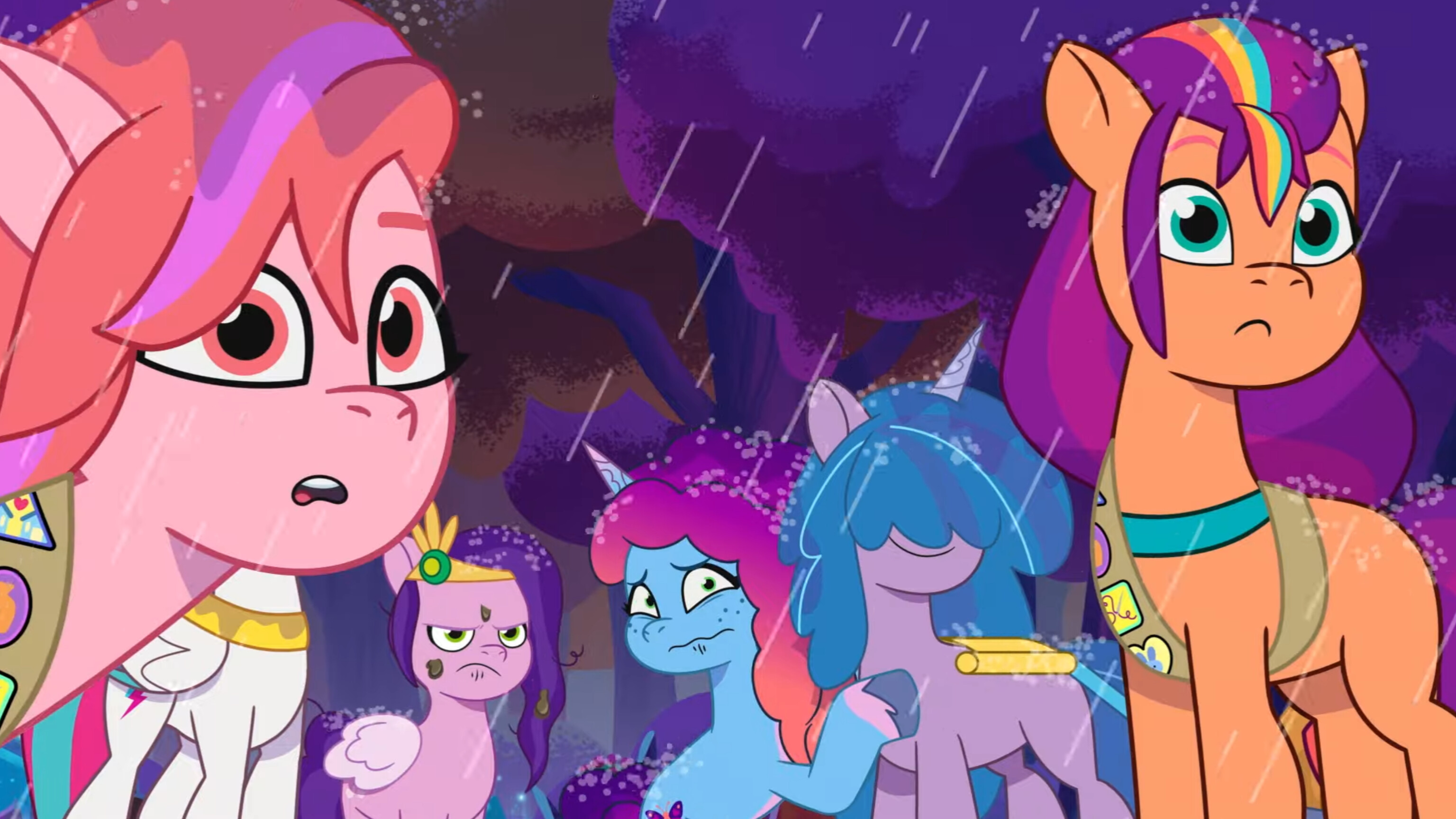 #3205805 - safe, screencap, izzy moonbow, misty brightdawn, pipp petals, sunny starscout, windy ...