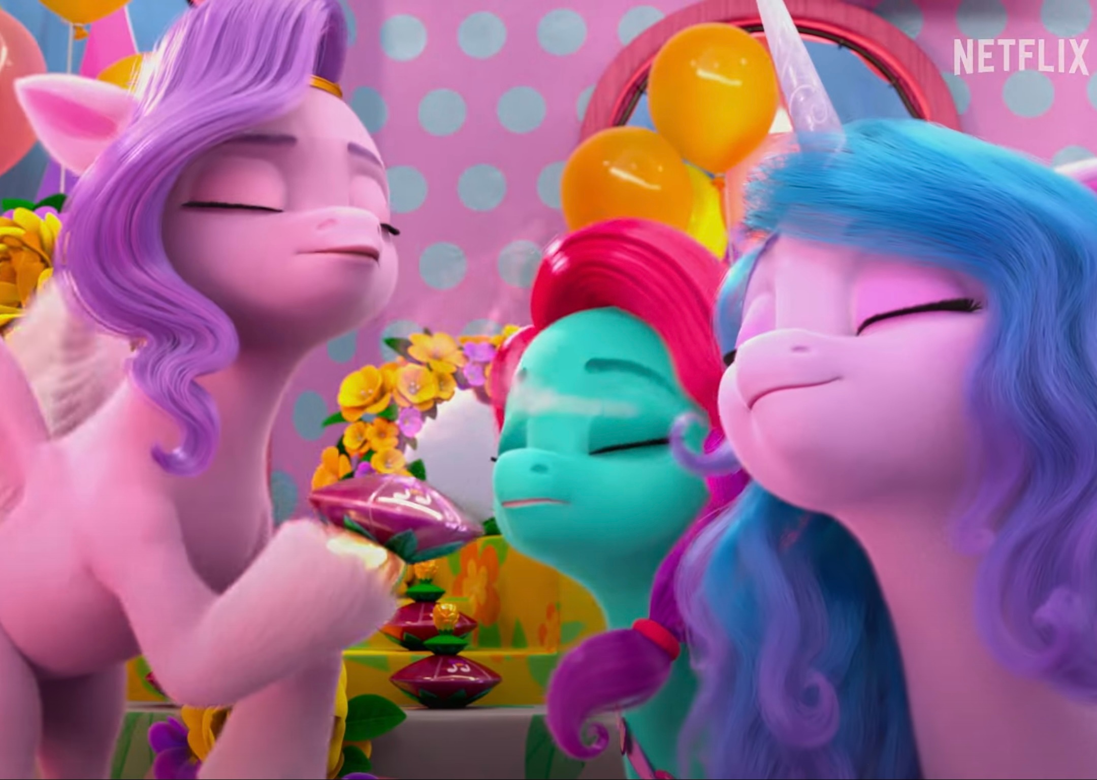#3207069 - safe, screencap, izzy moonbow, jazz hooves, pipp petals ...