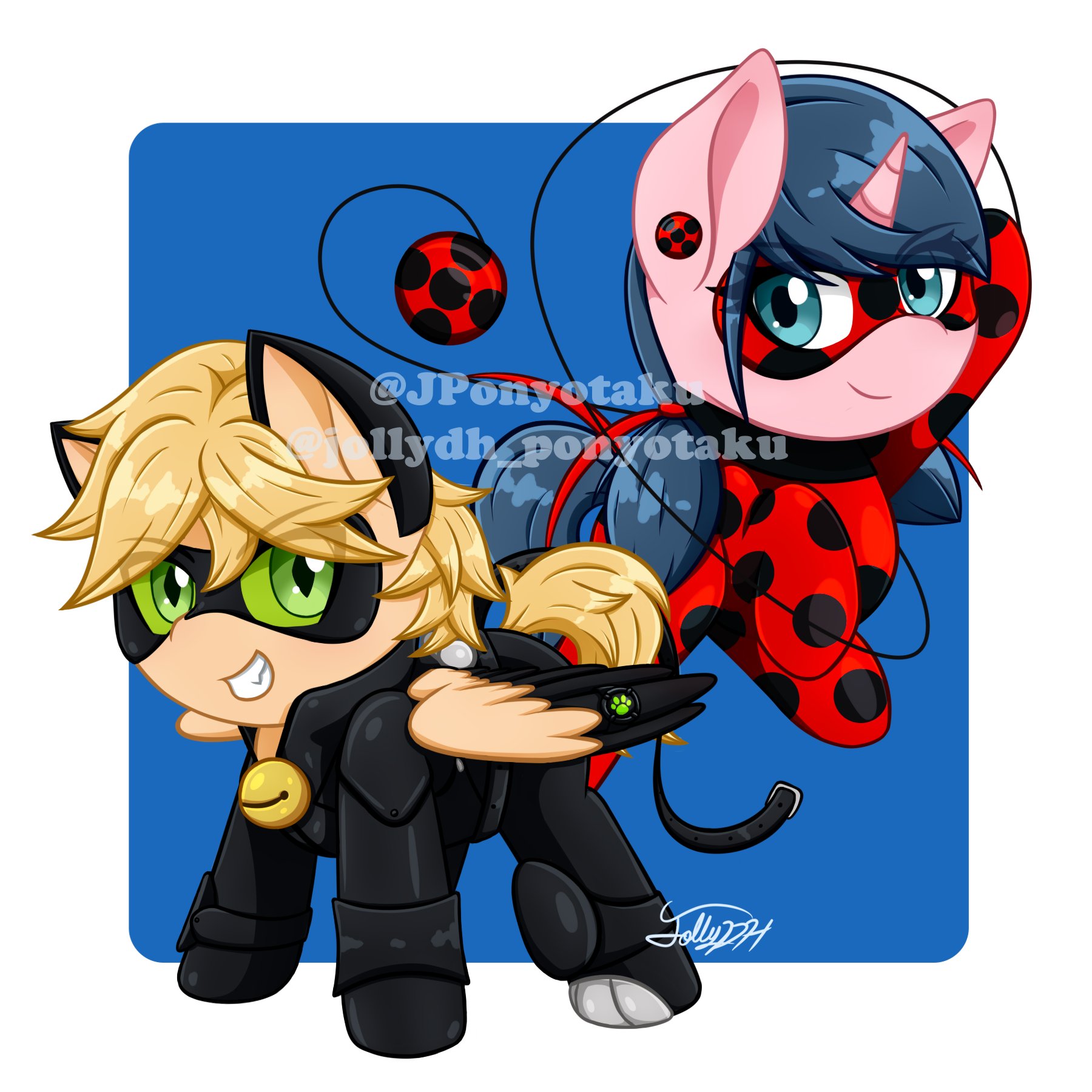 #3207452 - safe, artist:jponyotaku, pegasus, pony, unicorn, adrien agreste, chat noir, clothes ...
