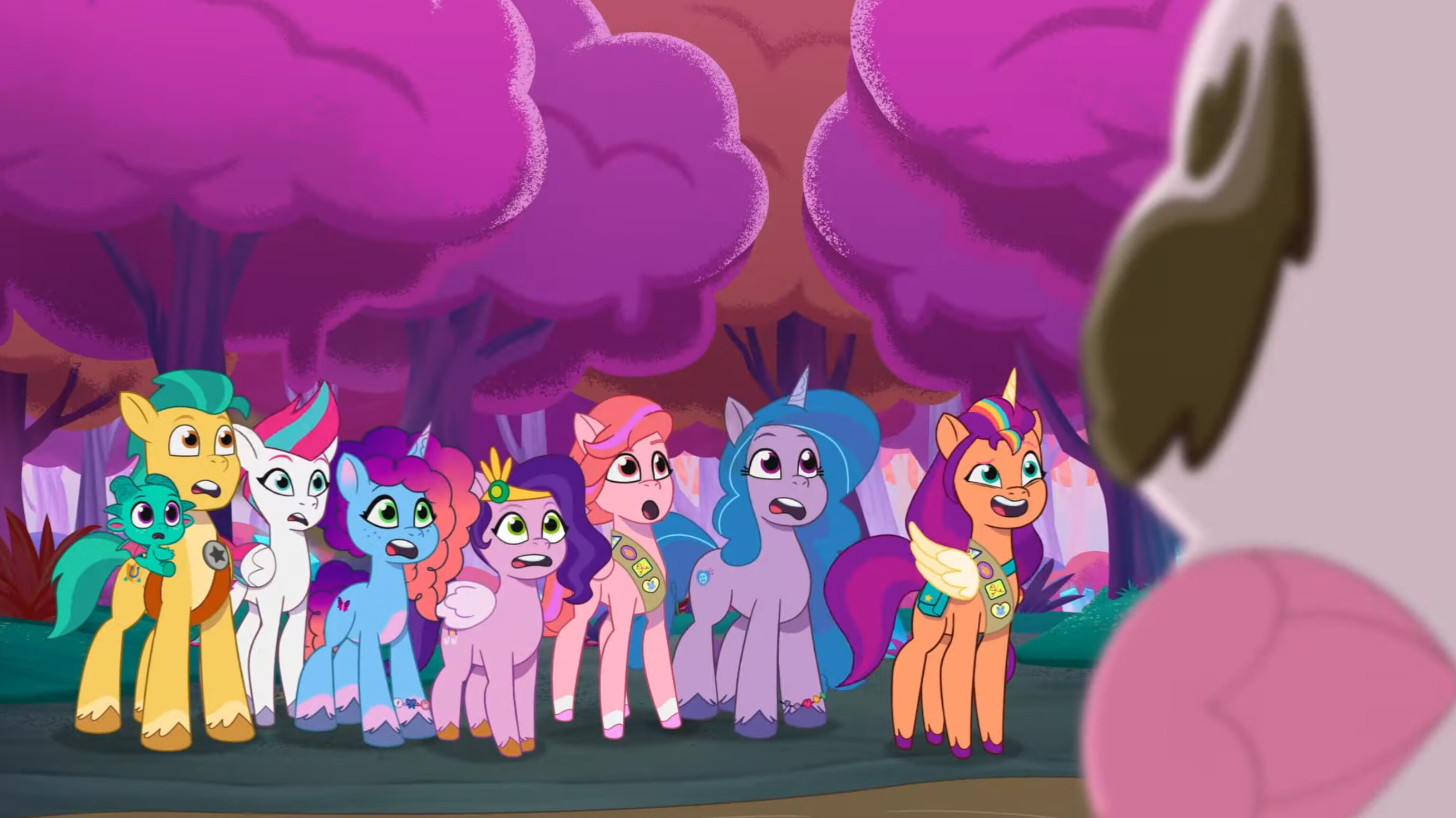 #3208187 - safe, screencap, hitch trailblazer, izzy moonbow, misty brightdawn, pipp petals ...