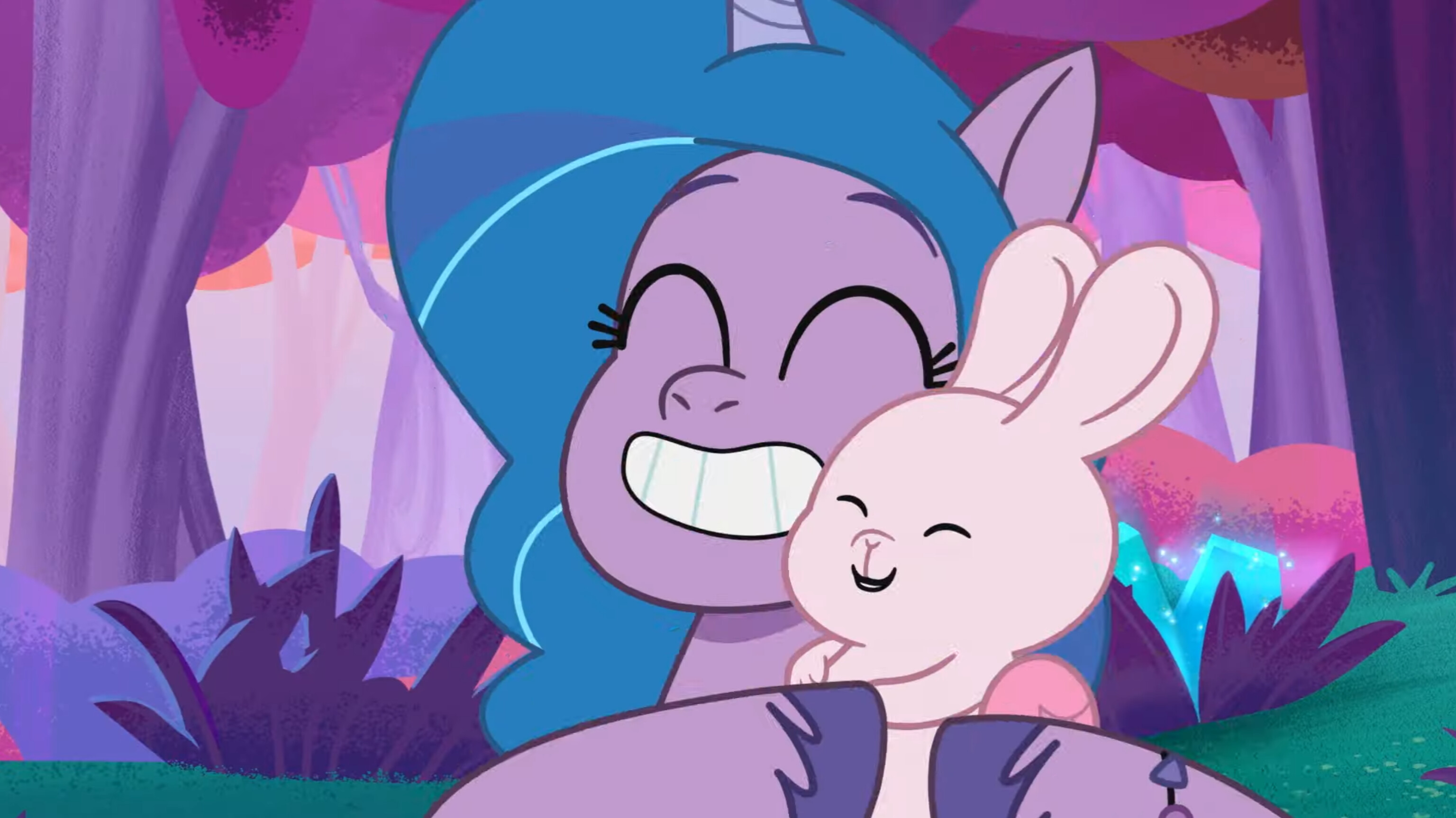 #3208235 - safe, screencap, izzy moonbow, pony, rabbit, unicorn, attack ...