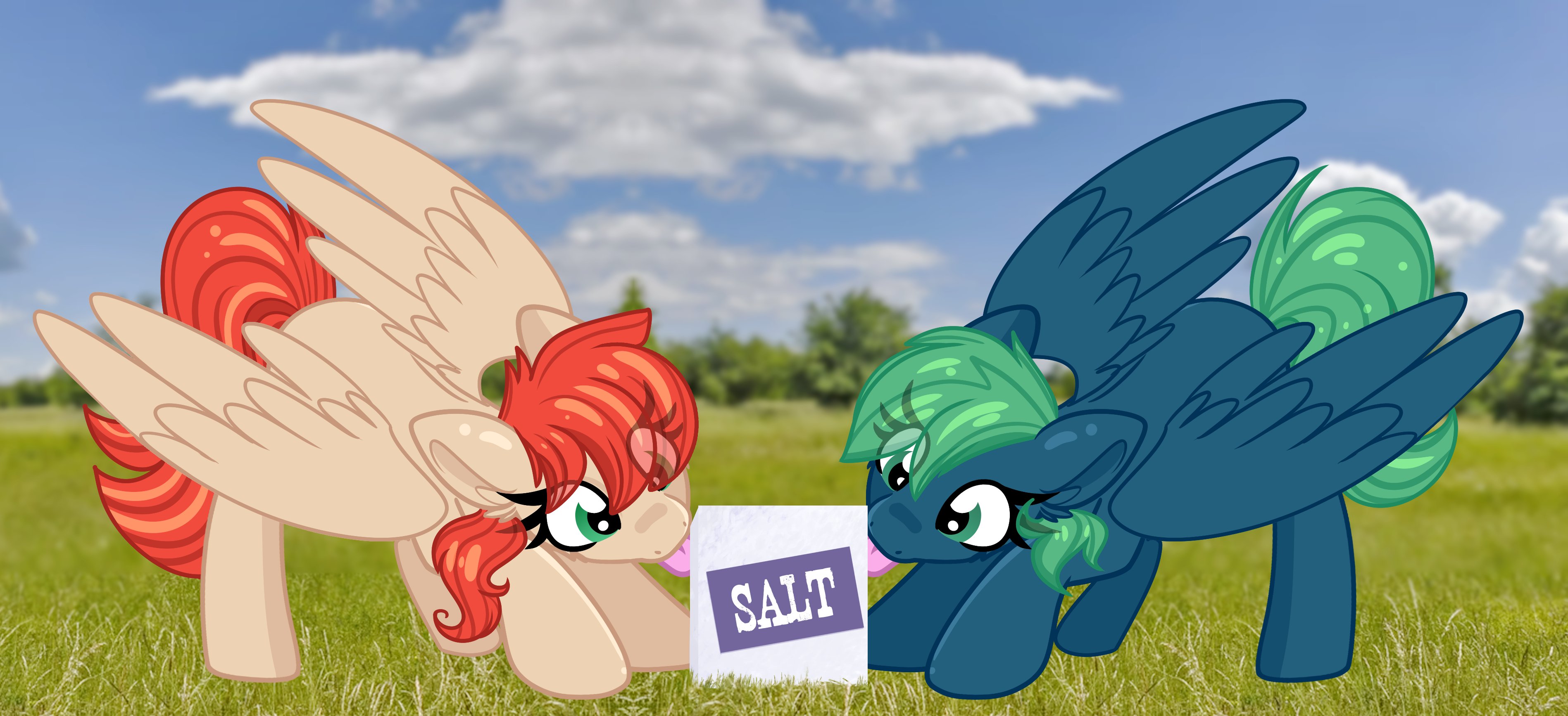 #3272686 - safe, artist:lbrcloud, oc, oc only, pegasus, pony, duo, food ...