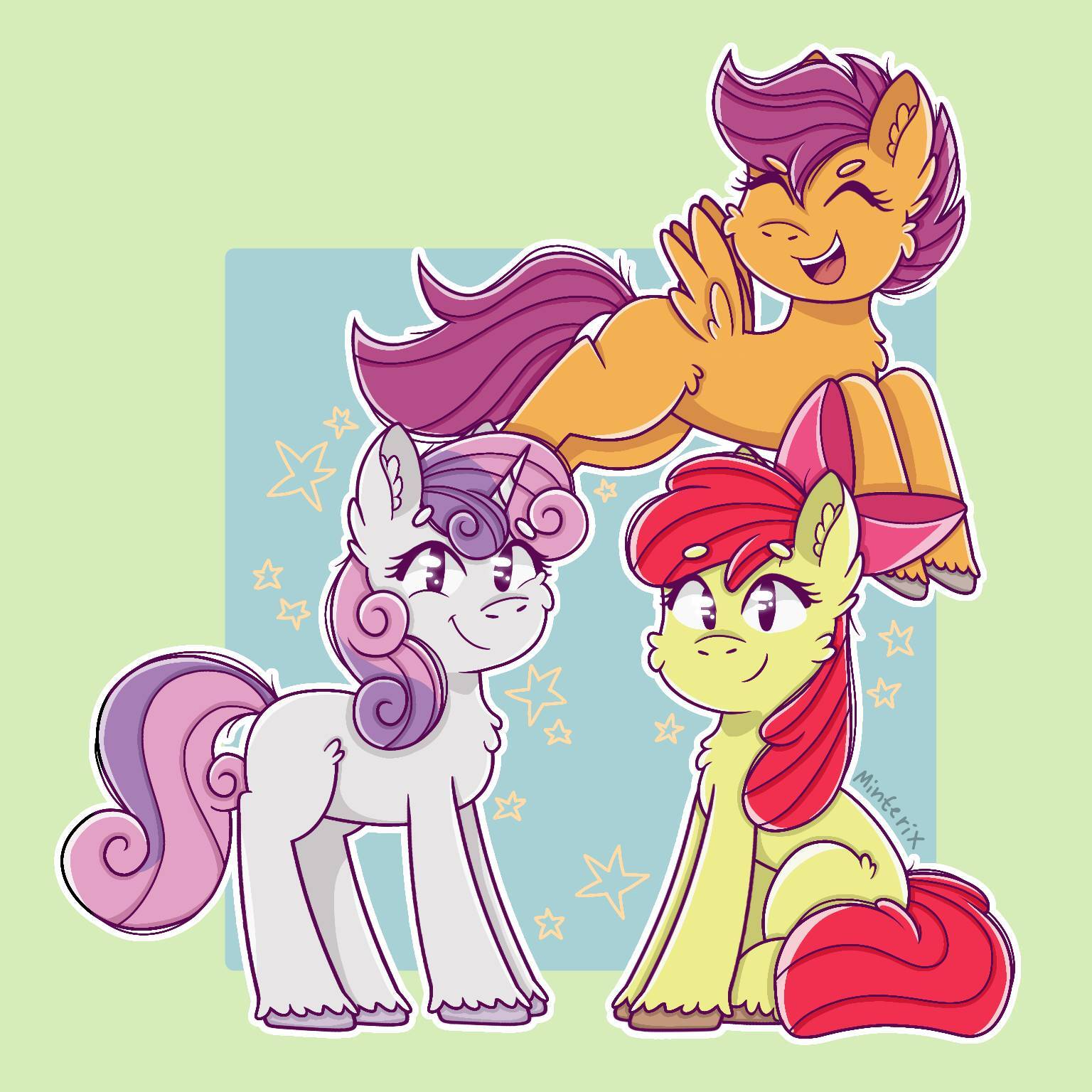 #3277953 - dead source, safe, artist:minterix, apple bloom, scootaloo, sweetie belle, earth pony ...