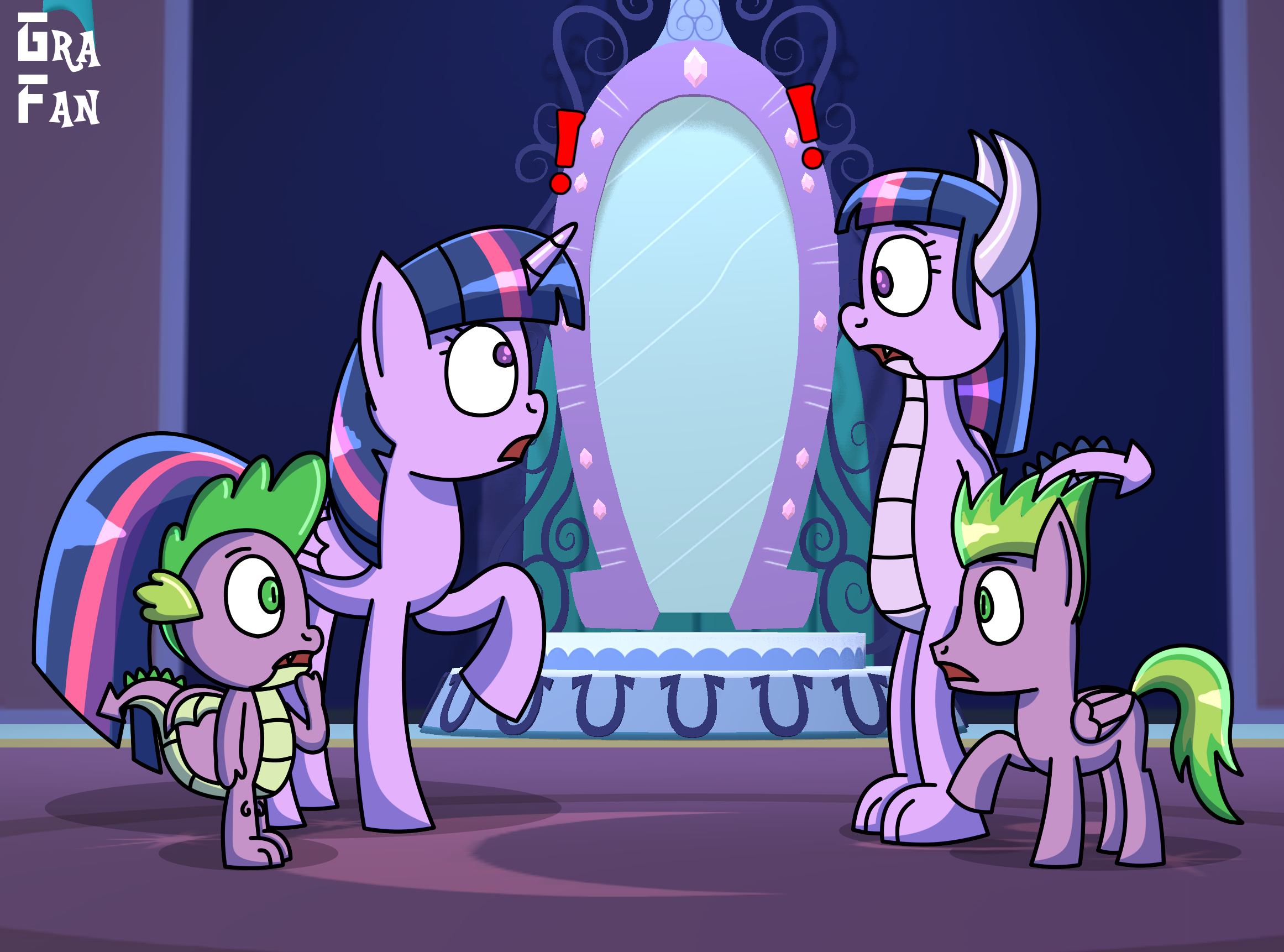 #3279553 - safe, artist:gradiusfanatic, spike, twilight sparkle ...