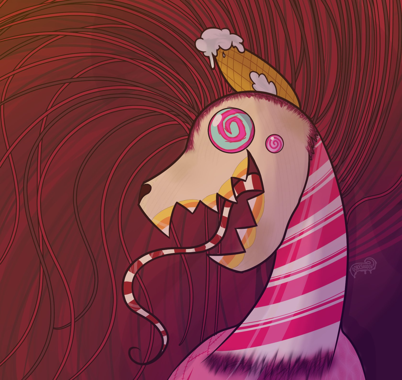 #3279610 - safe, artist:pokeshadow, oc, oc:candymare, candy pony, food ...