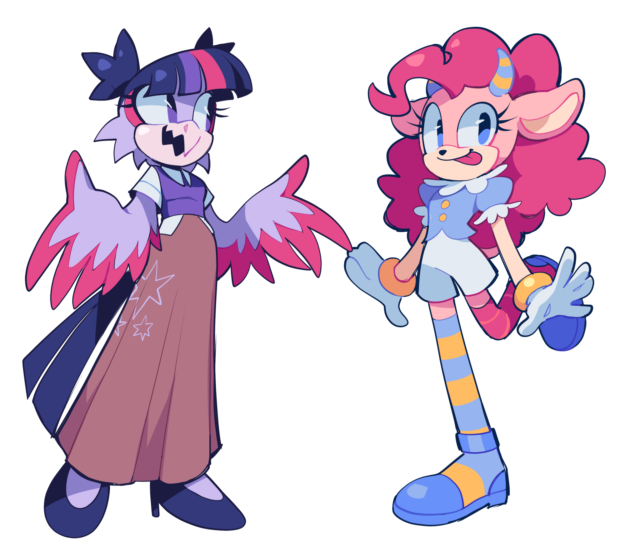#3280368 - safe, artist:olivashko, pinkie pie, twilight sparkle, bird ...