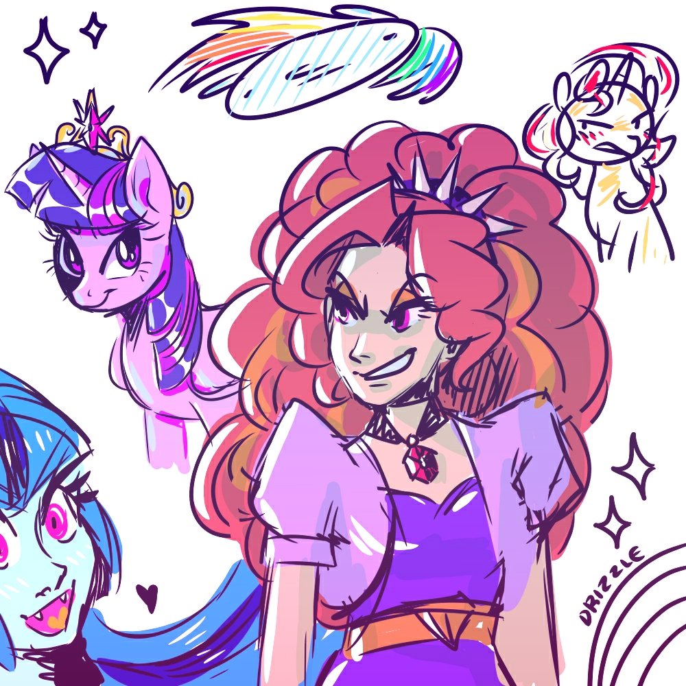 #3281458 - safe, artist:drizzledazzle, adagio dazzle, rainbow dash ...