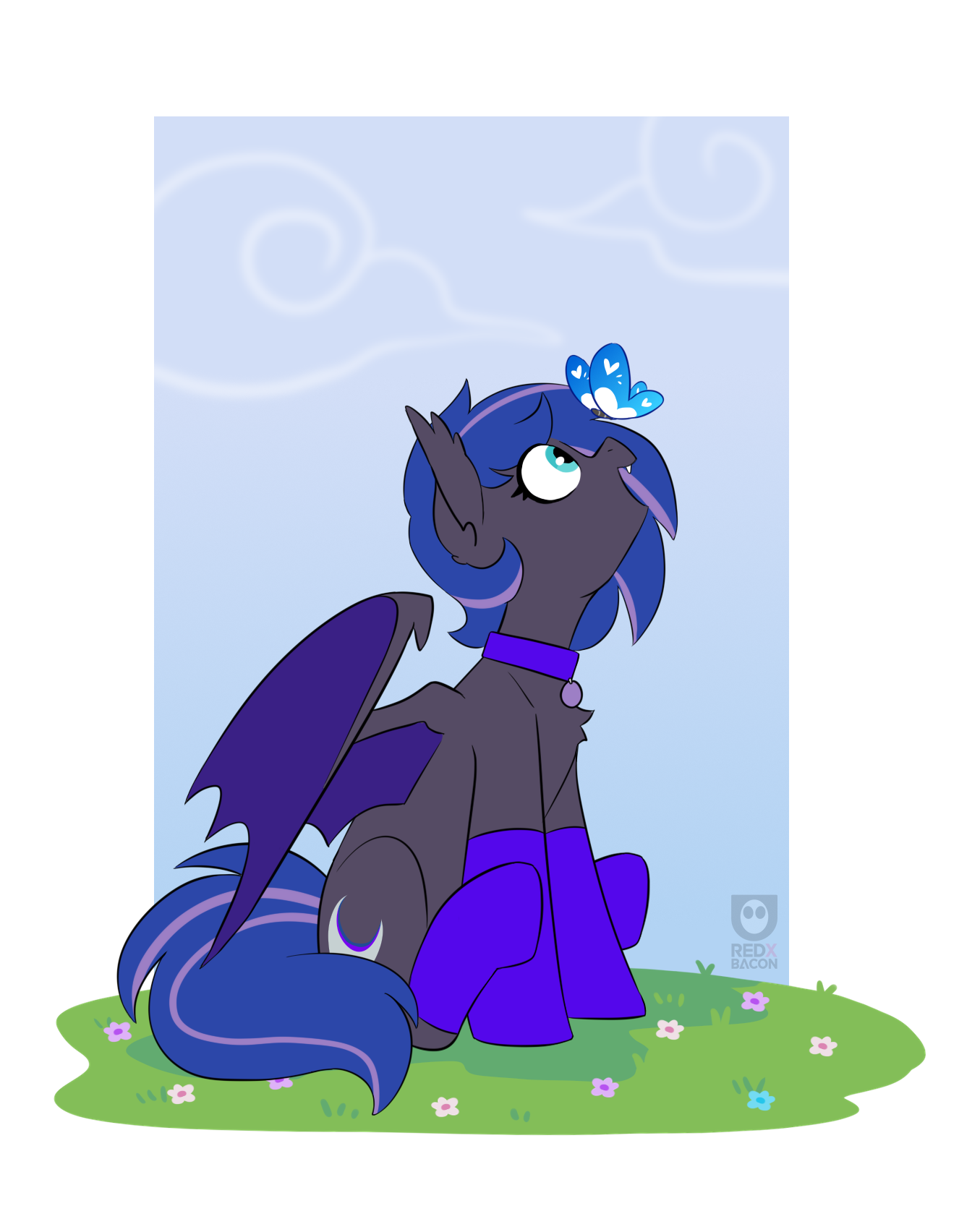 #3281826 - safe, artist:redxbacon, oc, oc only, oc:kassy nighty, bat ...