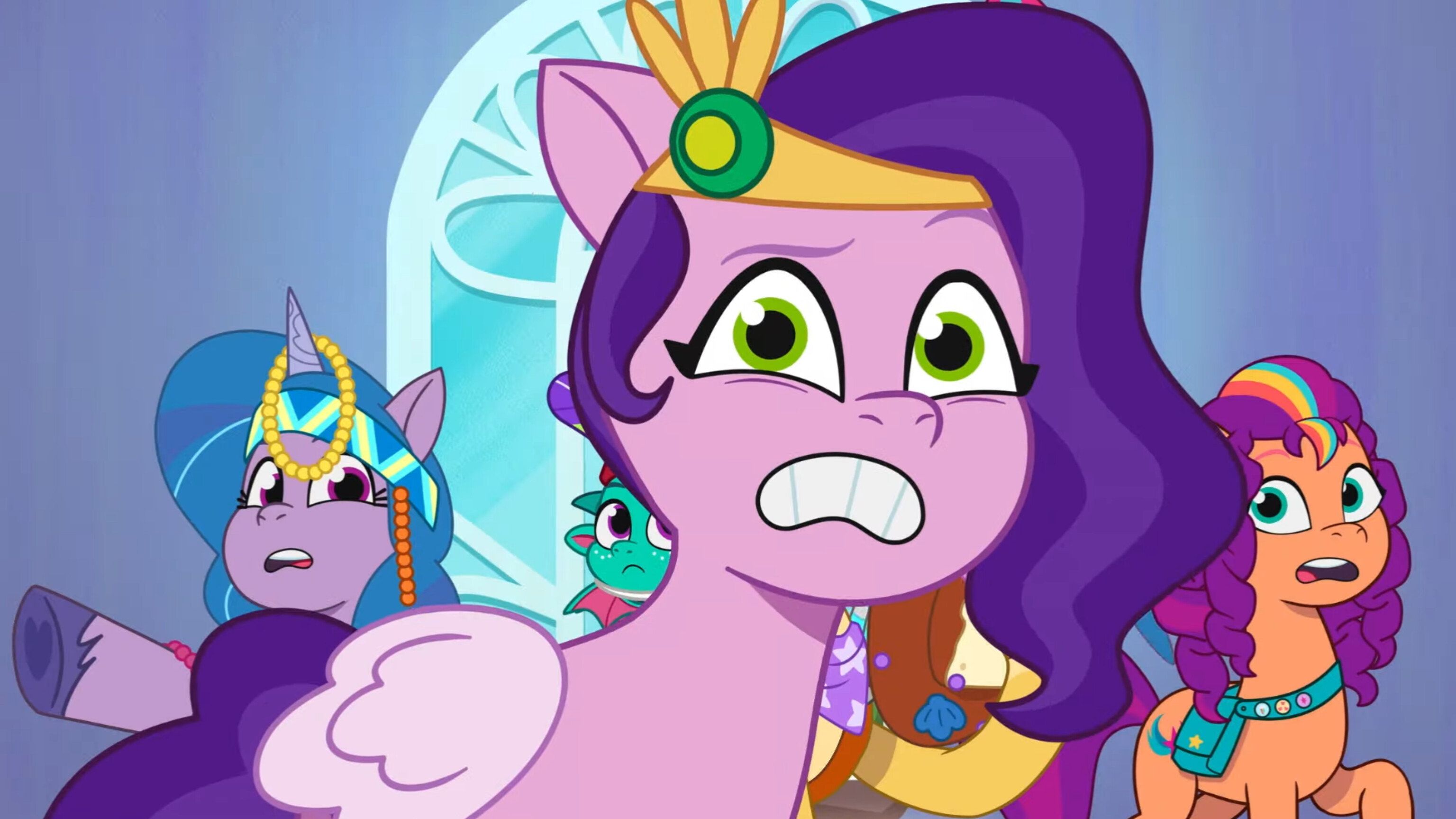 #3283168 - safe, screencap, hitch trailblazer, izzy moonbow, pipp ...