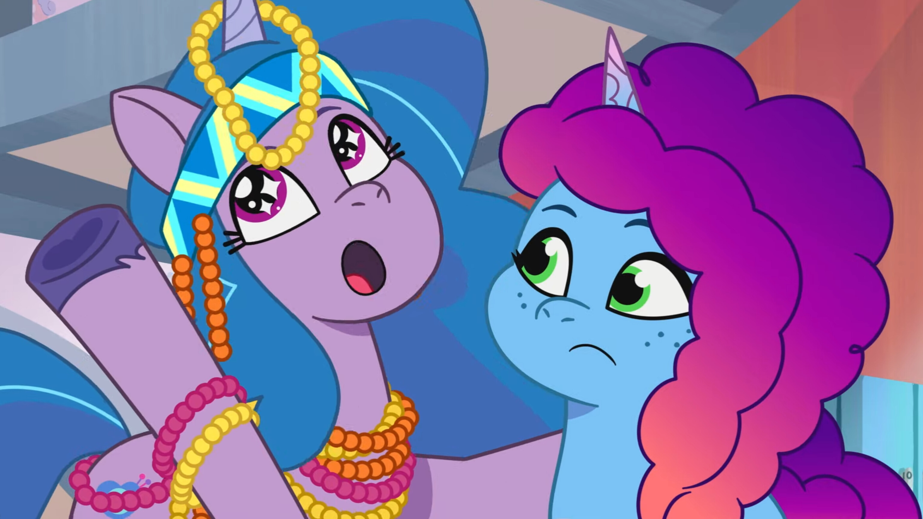 #3283179 - safe, screencap, izzy moonbow, misty brightdawn, pony, unicorn, g5, heavy is the mane ...