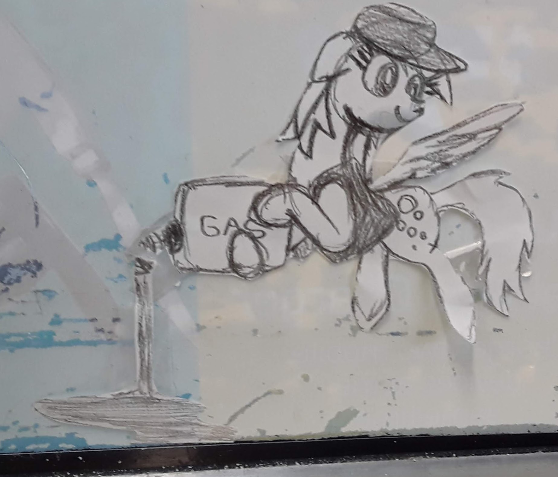 #3273211 - safe, artist:dhm, derpy hooves, pony, gas station, gasoline ...