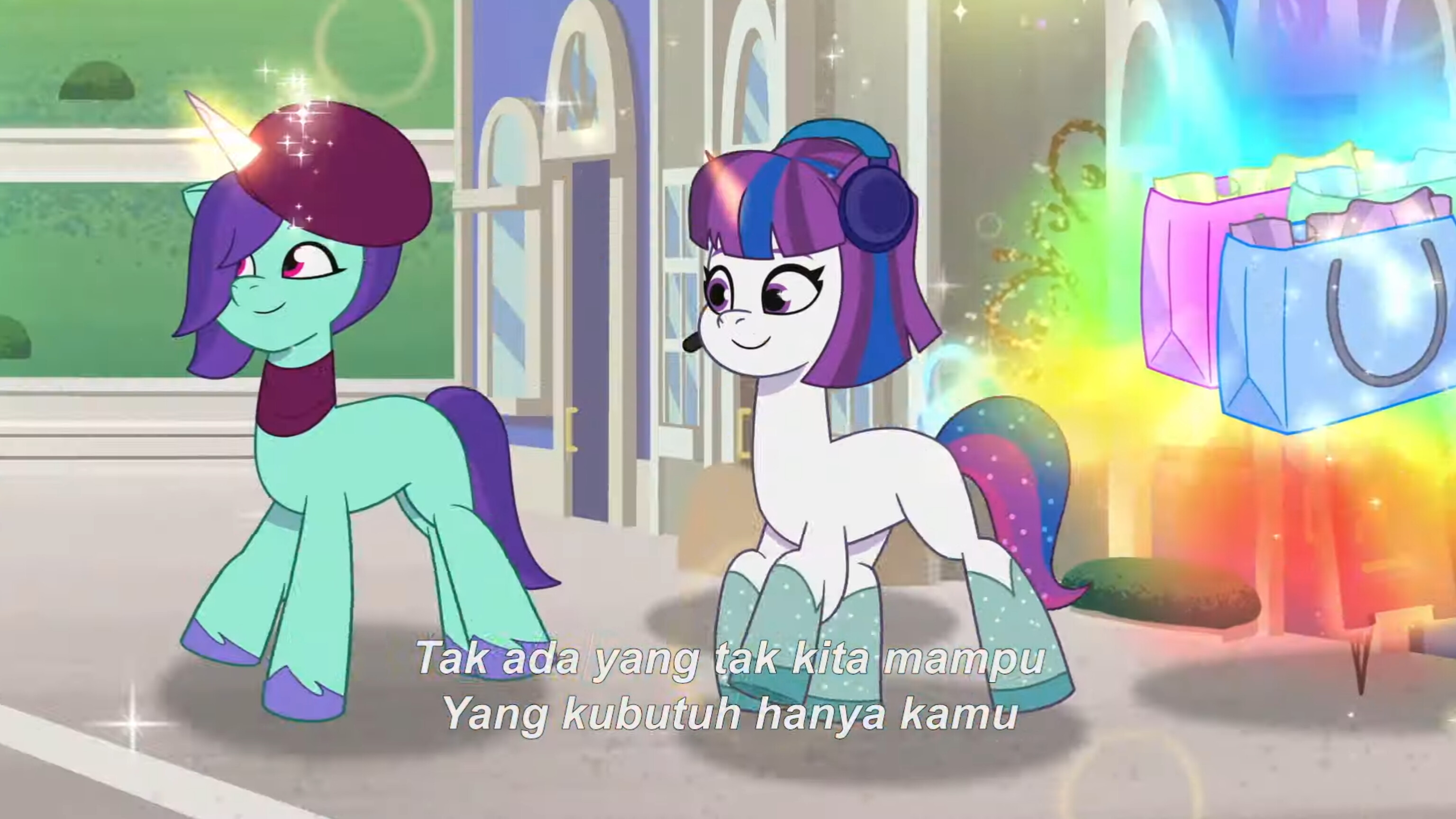 #3284413 - safe, screencap, cassette jam, onyx, pony, unicorn, g5, icy prints, my little pony ...