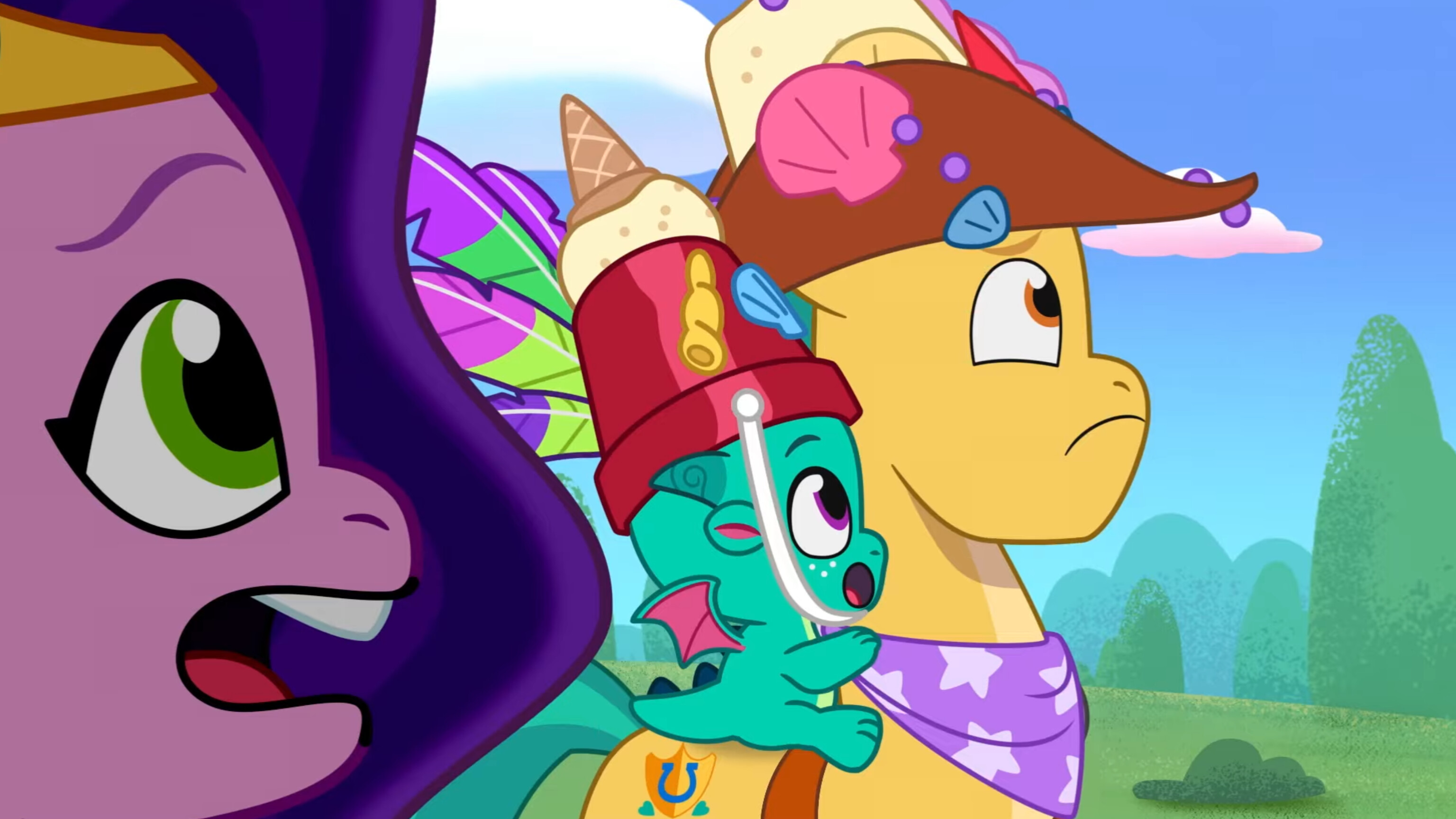 #3284713 - safe, screencap, hitch trailblazer, pipp petals, sparky ...