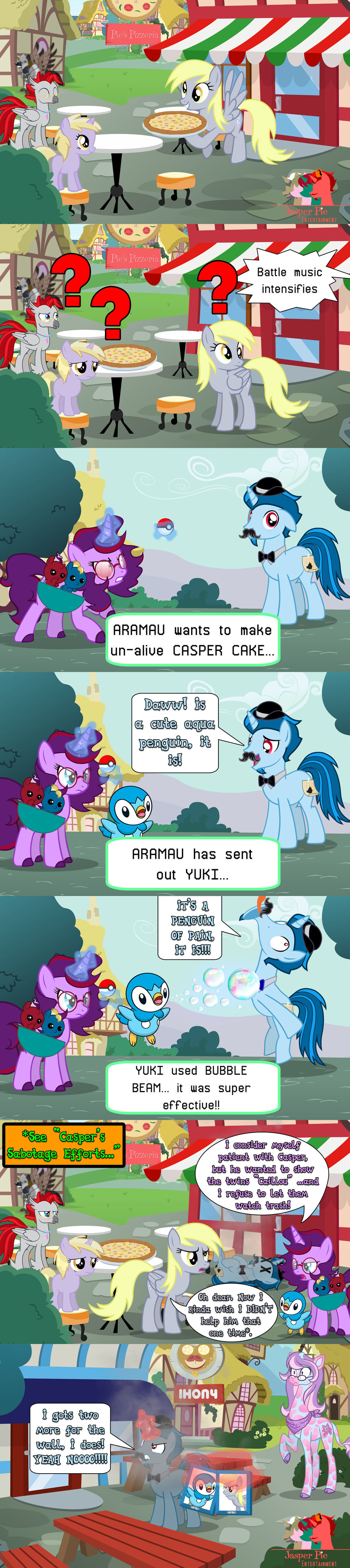 #3284770 - safe, artist:jasperpie, derpy hooves, dinky hooves, oc, oc:angel of speed, oc:aramau ...