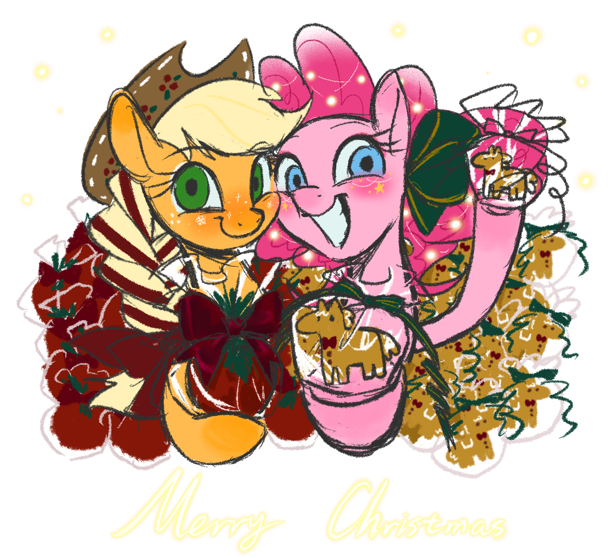 #3285974 - safe, artist:tttthunderbolt, applejack, pinkie pie, earth ...