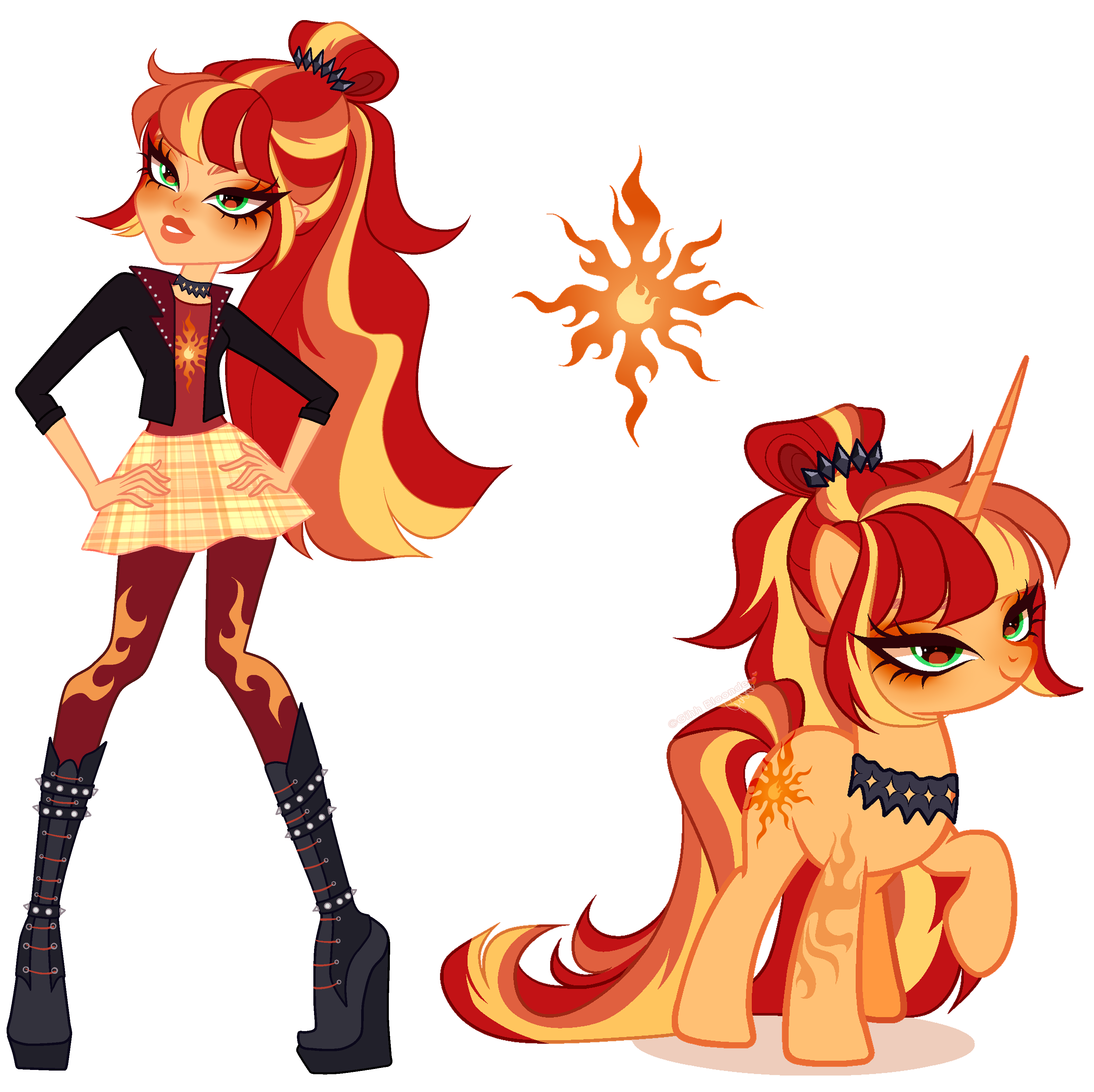 #3288539 - safe, artist:gihhbloonde, sunset shimmer, human, pony ...